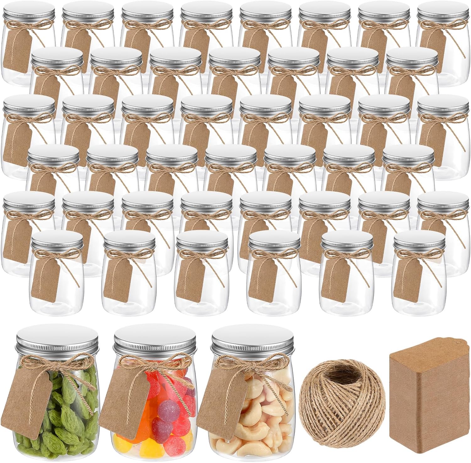 Amazon.com: Nitial 50 Pack 5 oz Plastic Jars with Lids Bulk Yogurt ...