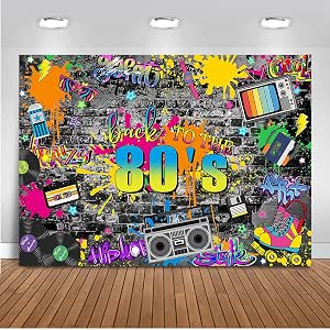 Amazon.com : Mocsicka Back to The 80s Backdrop Hip Hop Graffiti 80's ...