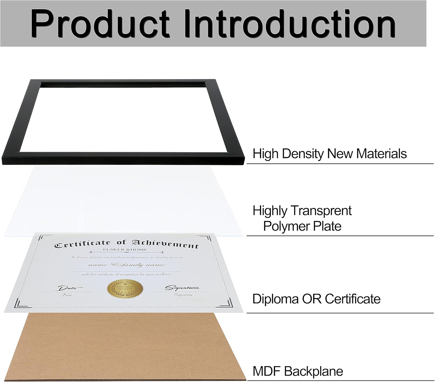 Buy ELSKER&HOME 8.5x11 Certificate Frame - Classic Black Color Frame ...