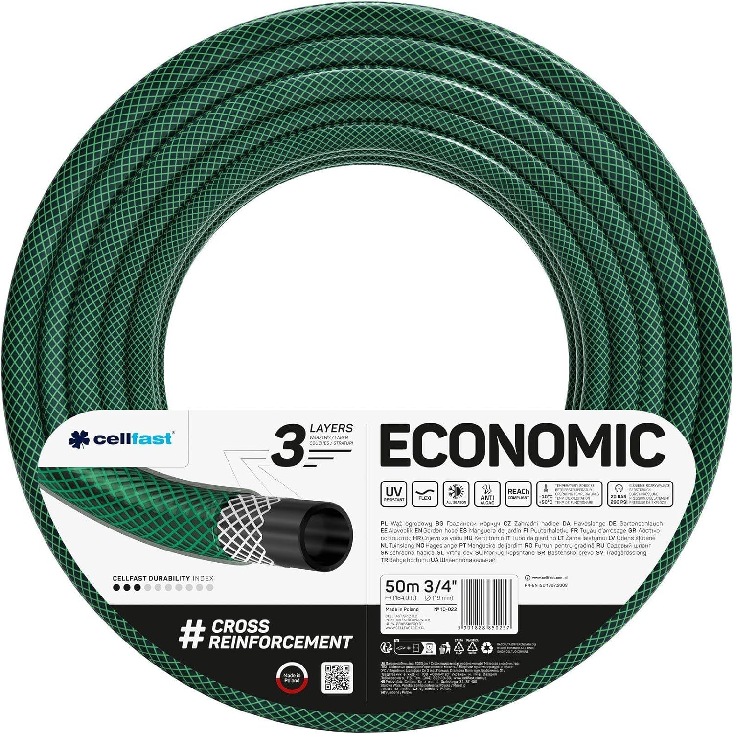 Cellfast Garden Hose ECONOMIC Flexible and Three-layer Hose, Resistance ...