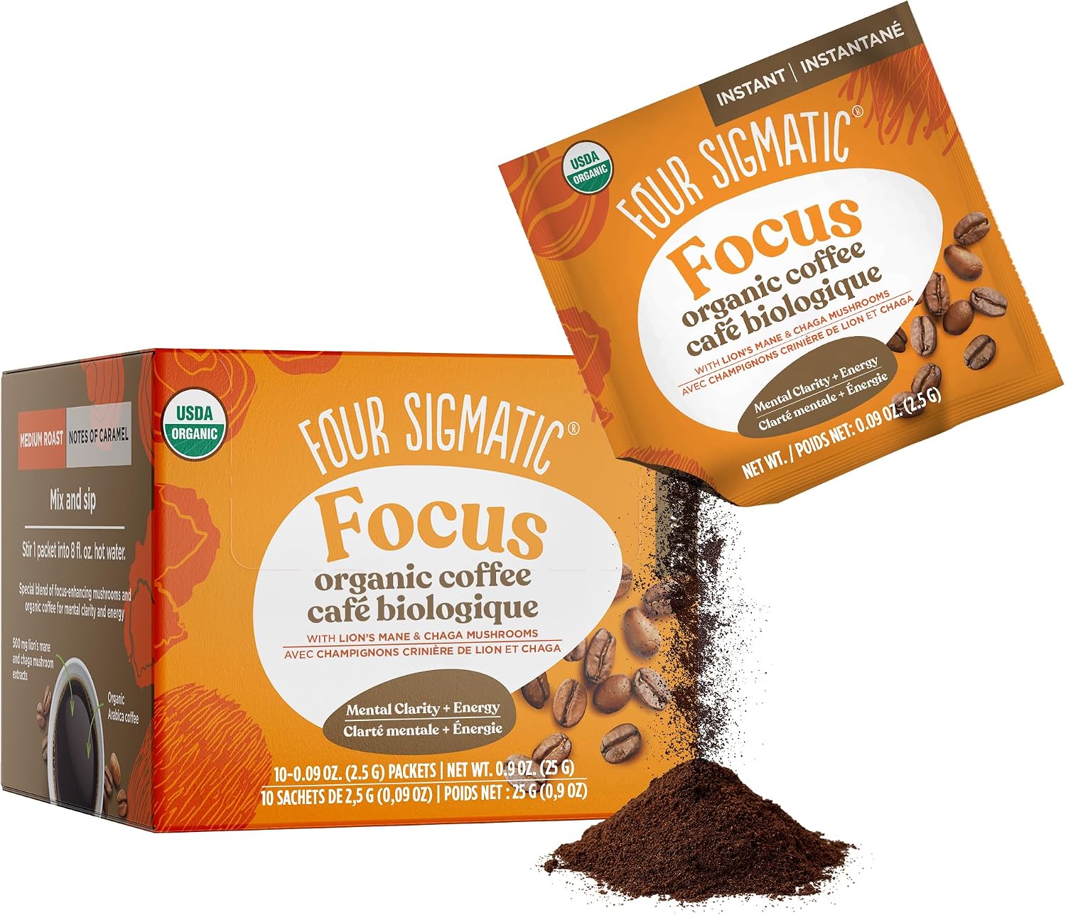 Four Sigmatic Focus Organic Mushroom Coffee Arabica Instant Coffee ...
