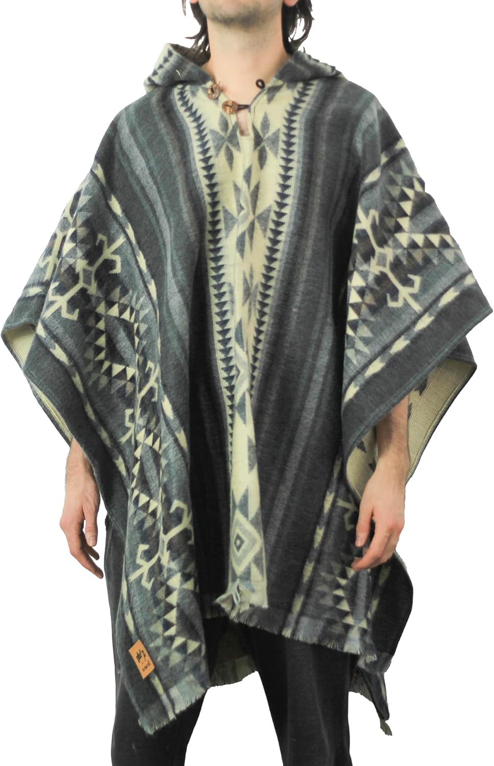 ALPAKITAS Premium Alpaca Wool Poncho – Western Hooded Cape for Men ...