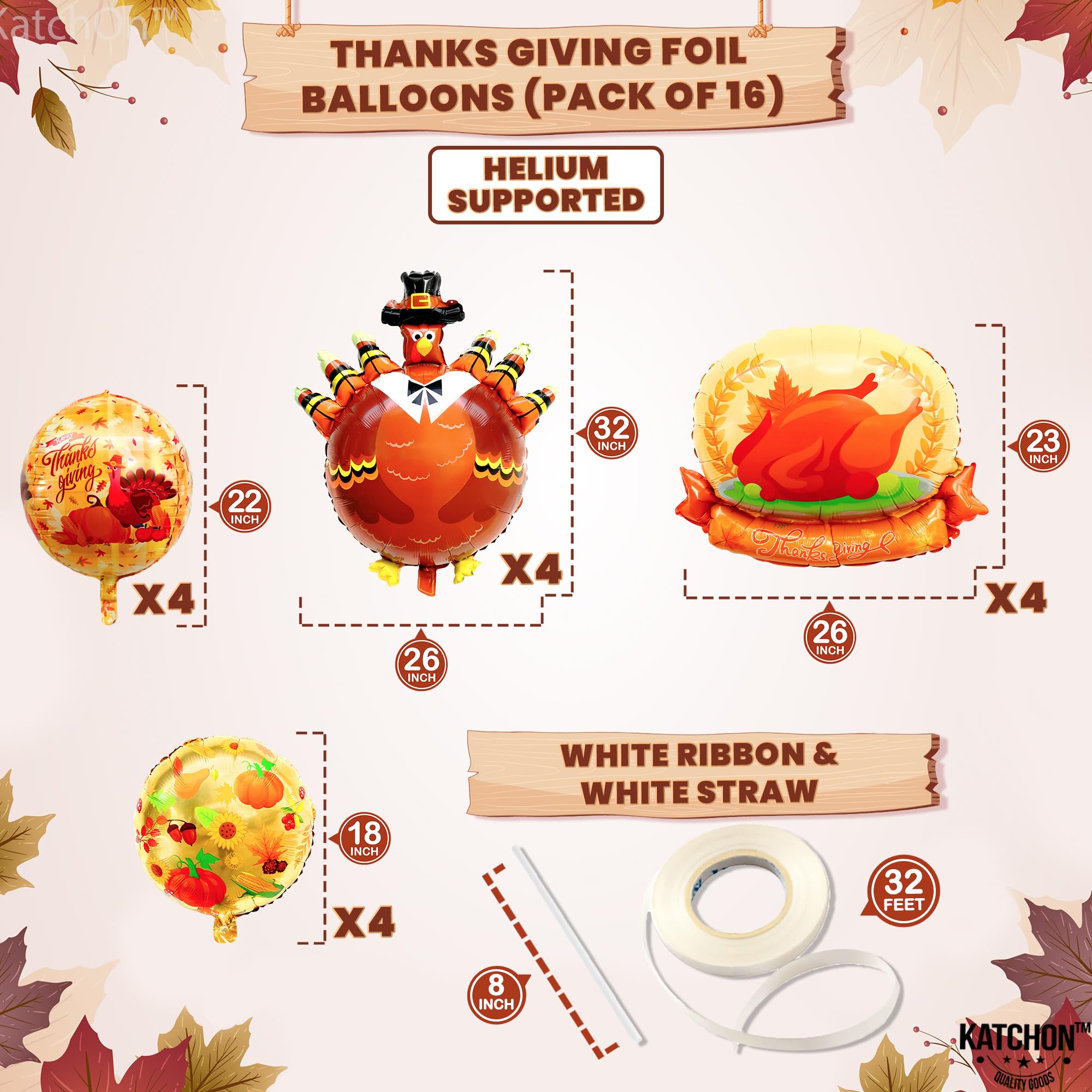 Snapklik.com : Thanksgiving Balloons Decorations Set - Large 32 Inch ...