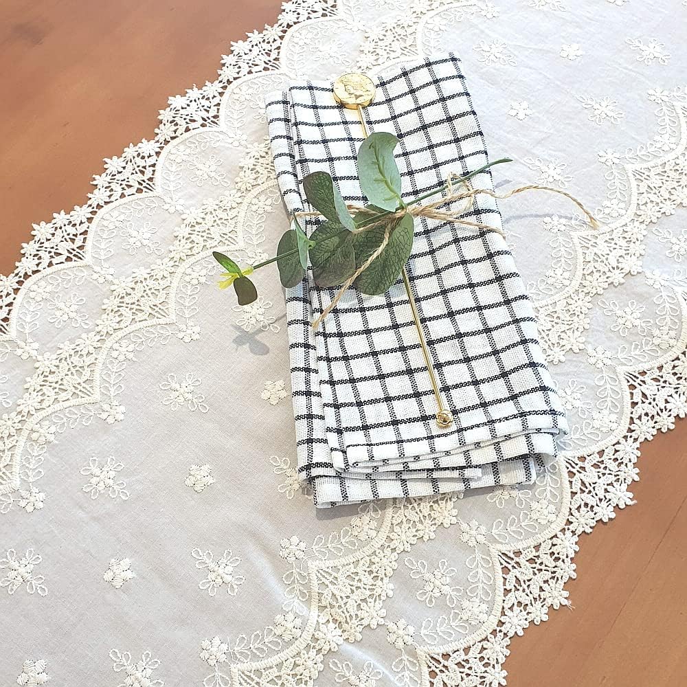 Amazon.com: White Lace Table Runner, Retro Flower Embroidered Dresser ...