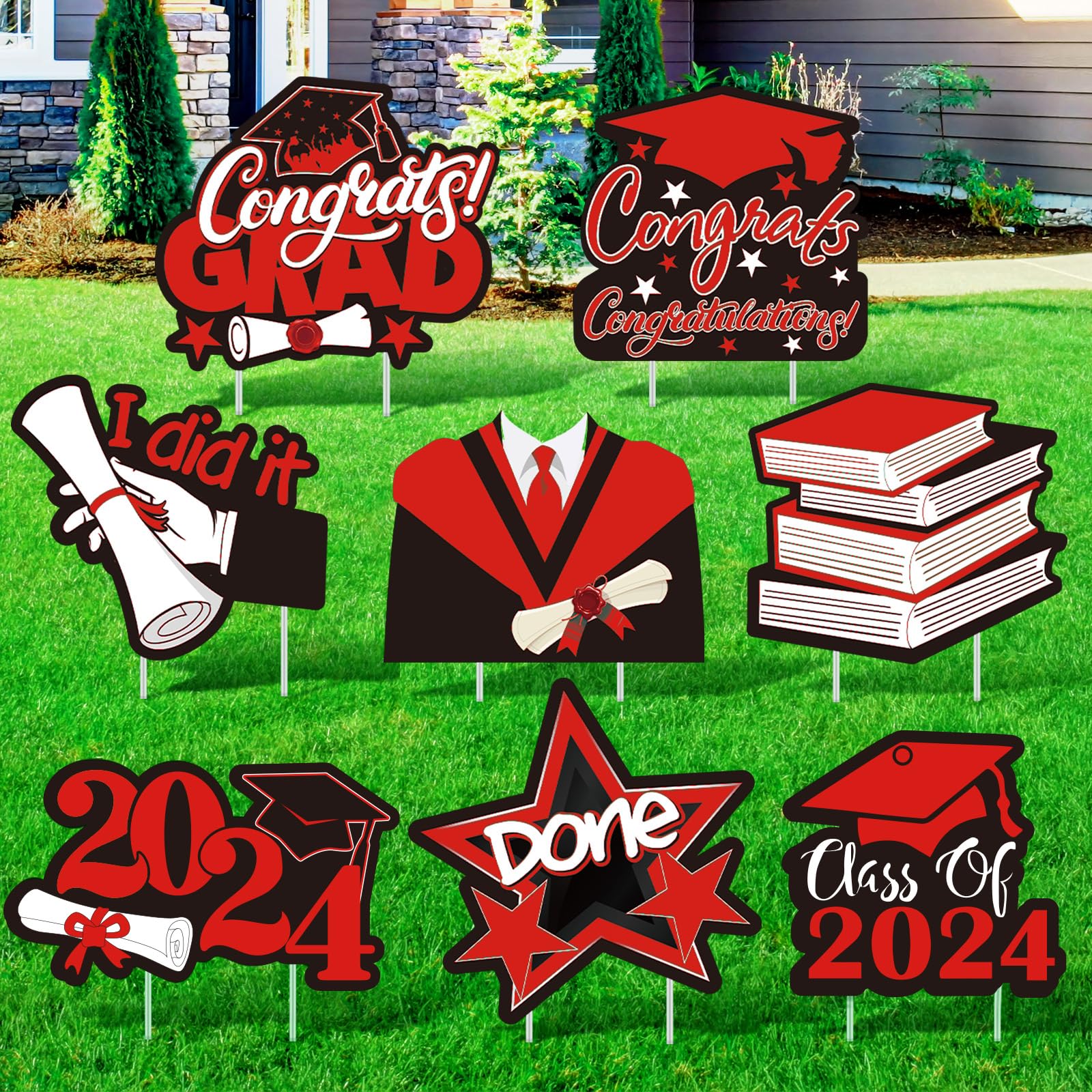 Honoson 8 Pcs Graduation Yard Lawn Sign 2024 Personalized College Class ...
