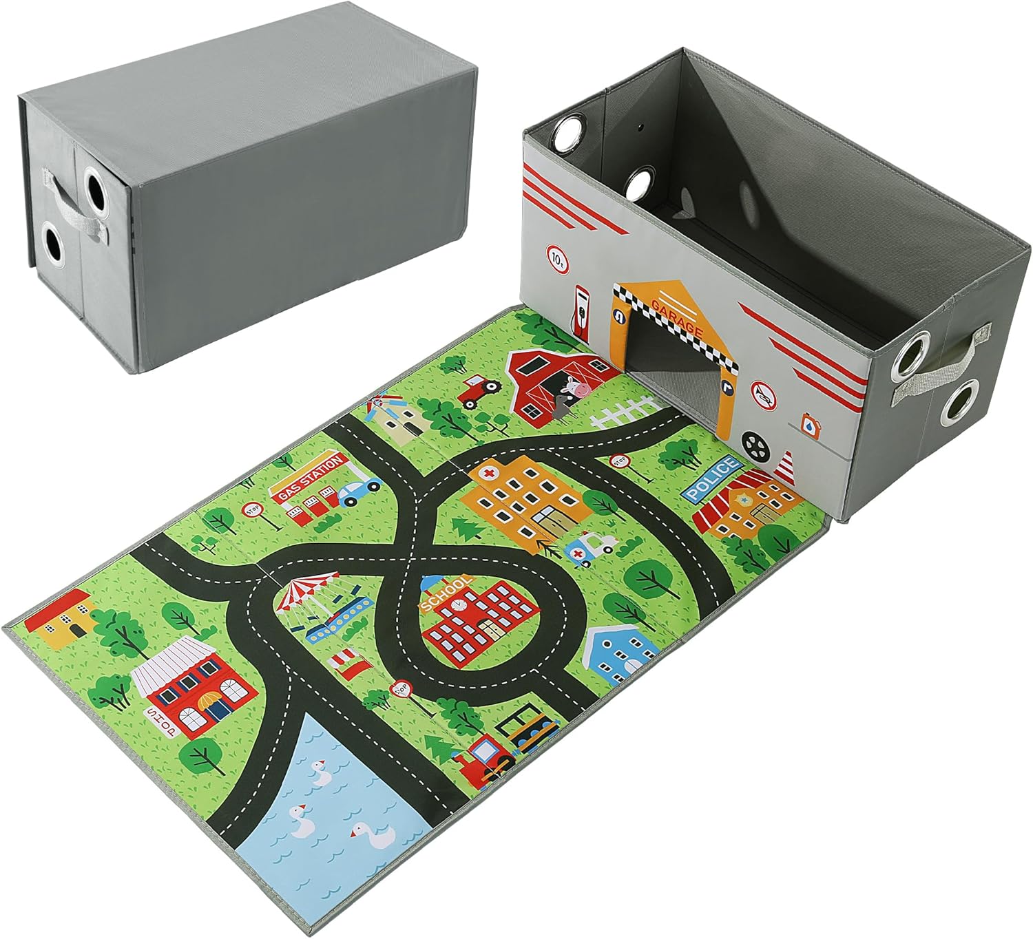 Amazon.com: HOMBYS Toy Car Storage Box with Play Mat,Toy Car Storage ...