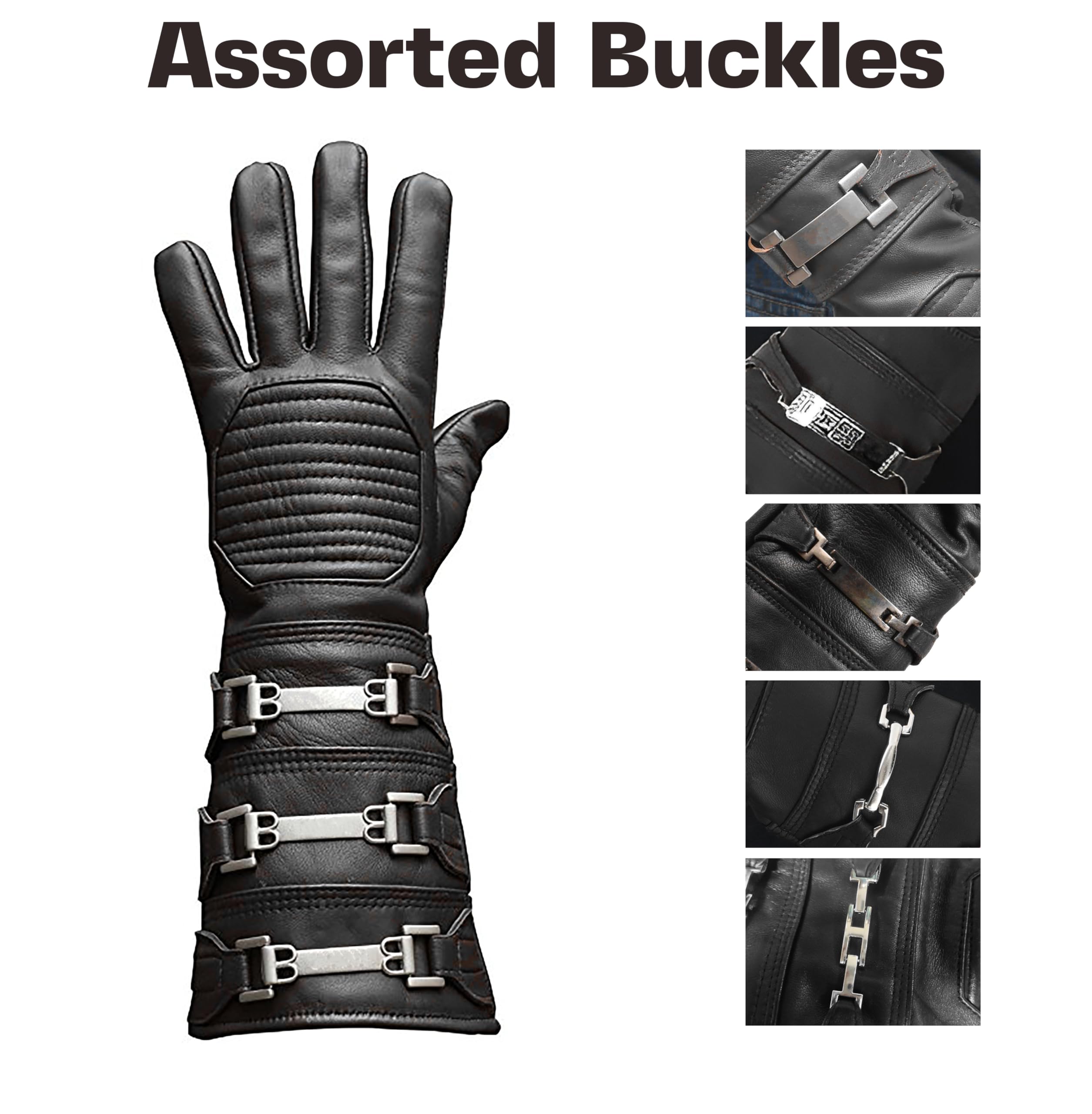 Real Sheepskin Leather Sky Gauntlet Long Arm Cuff Unlined Mens Costume ...