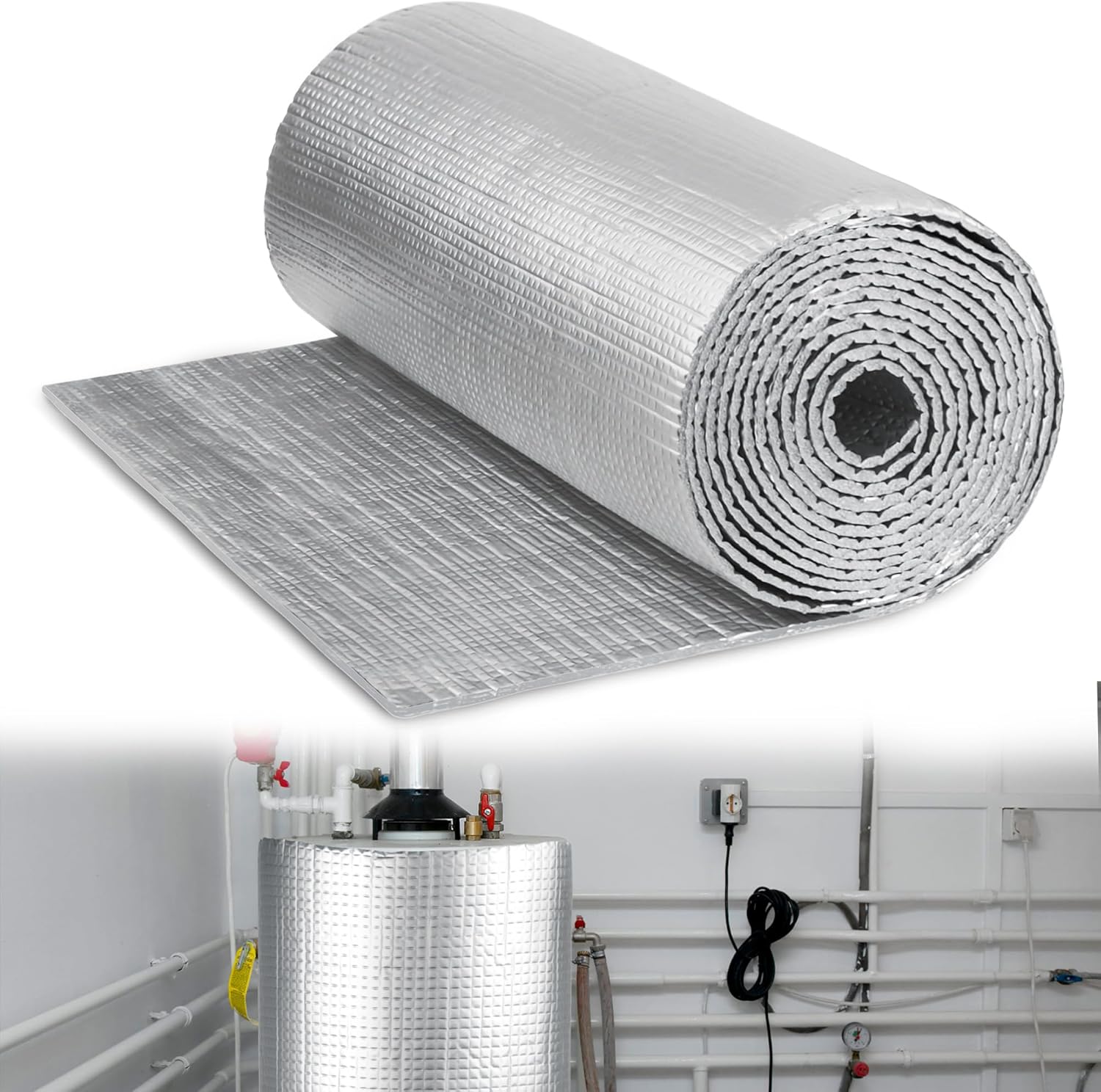 U0U Water Heater Blanket Insulation,10Ft x 16in Aluminum foil Water ...