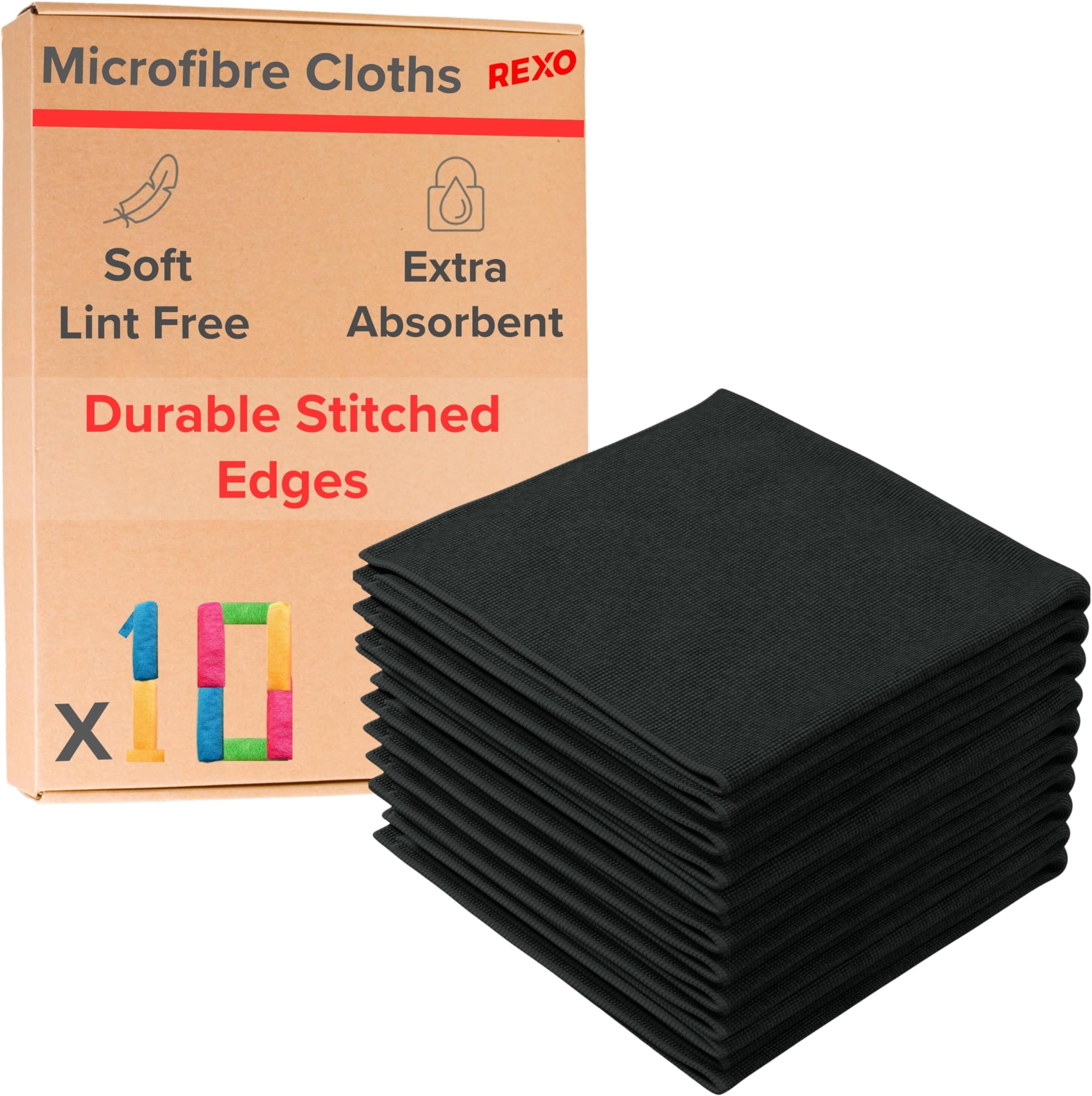 SYOLO Microfibre Cleaning Cloth Pack of 12 – 32x32cm, Reusable Kitchen ...