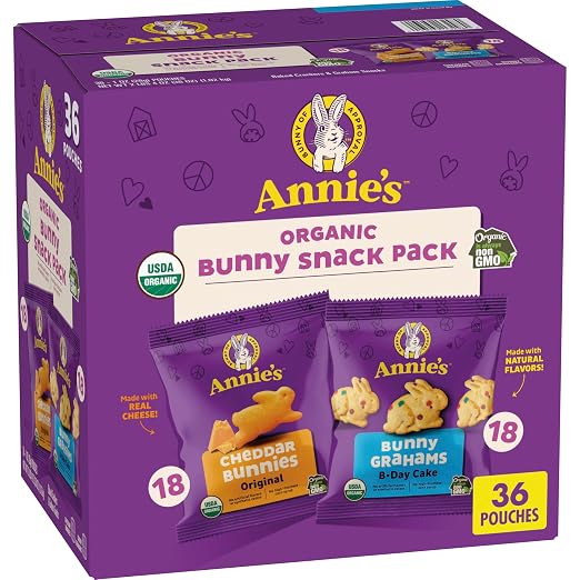 Amazon.com : Annie's Organic Snack Pack, Cheddar Bunnies Crackers and ...