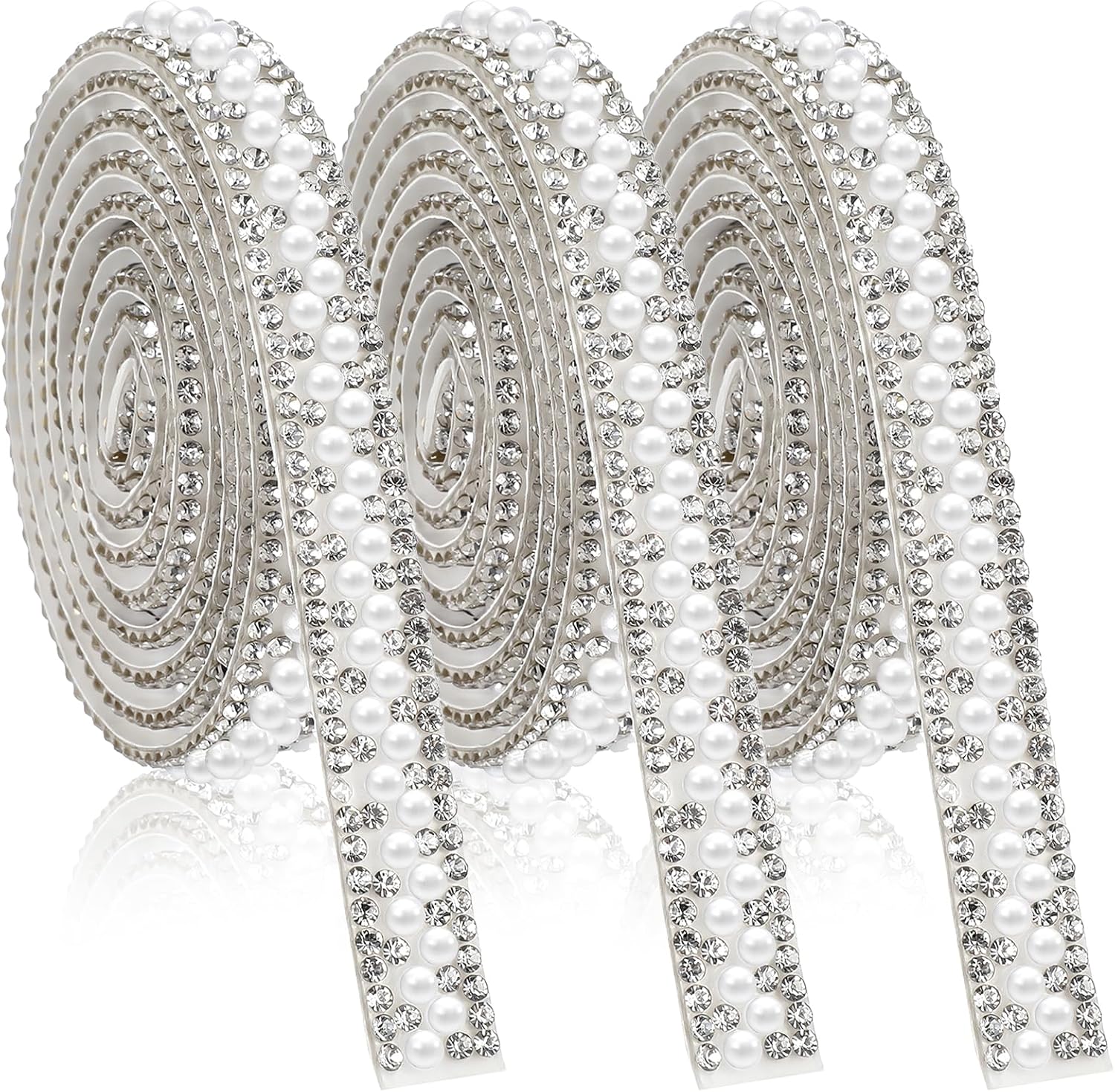 Amazon.com: WJIAAA 3 Rolls Pearl Trim, Bling Ribbon Self-Adhesive ...