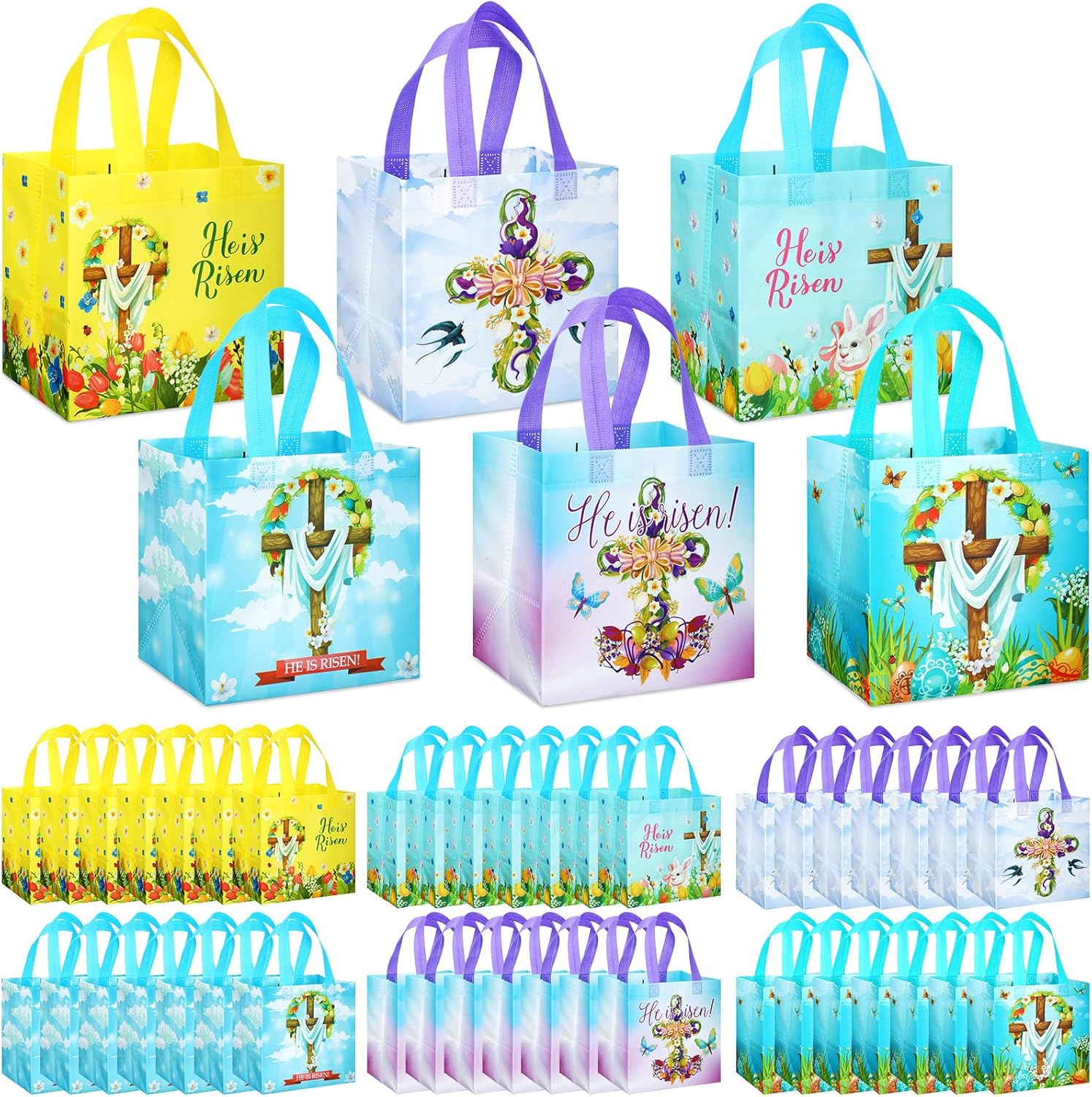 Amazon.com: Ctosree 60 Pcs Easter Religious Goodie Bags He is Risen ...