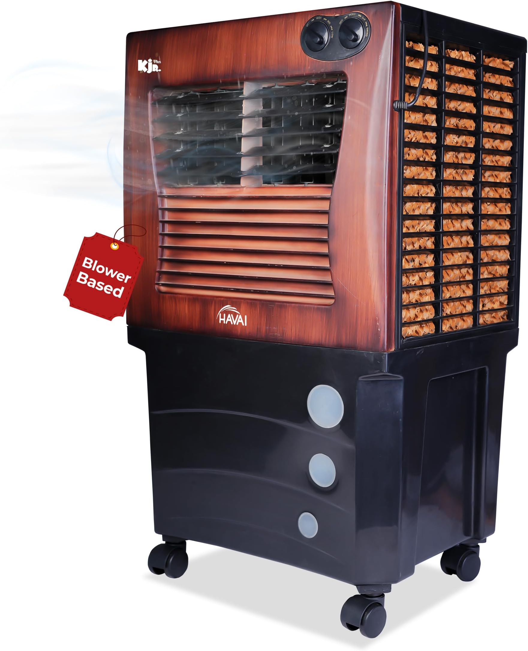 HAVAI KJR Ebony Air Cooler | Wooden Finish | 12-Foot Air Throw | 200 Sq ...