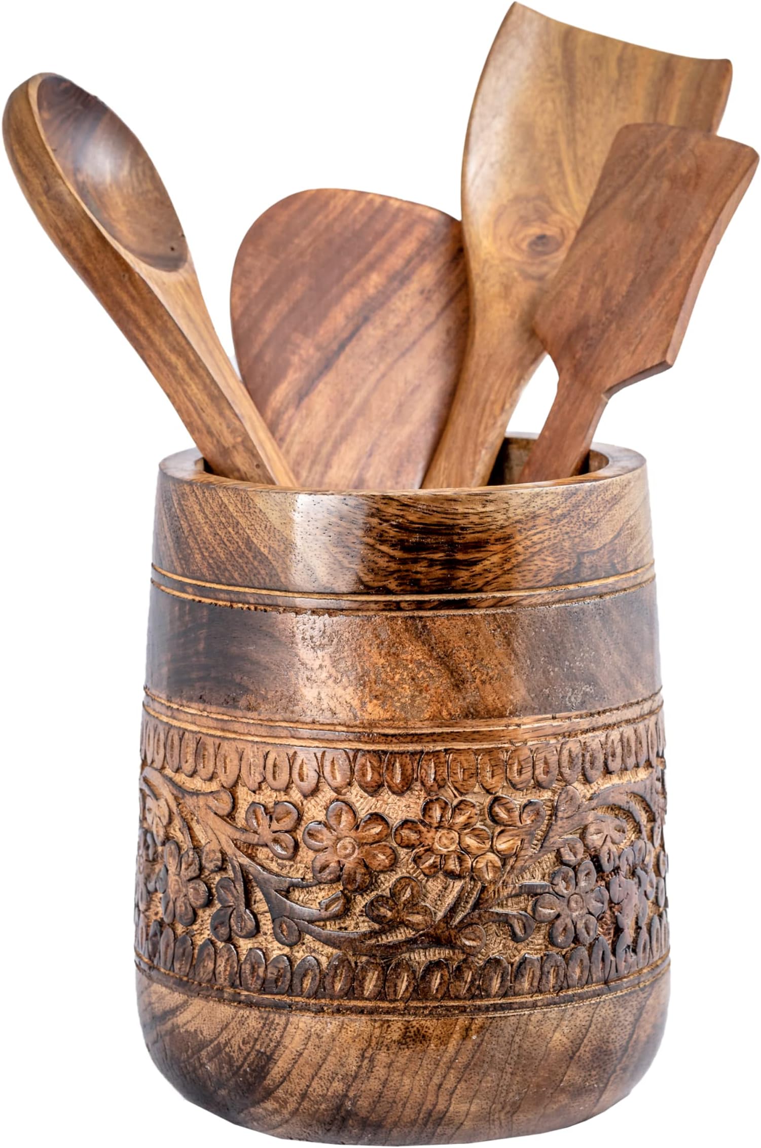 Amazon.com: Mie Creations Rustic 7'' Large Utensil Crock Holder for ...