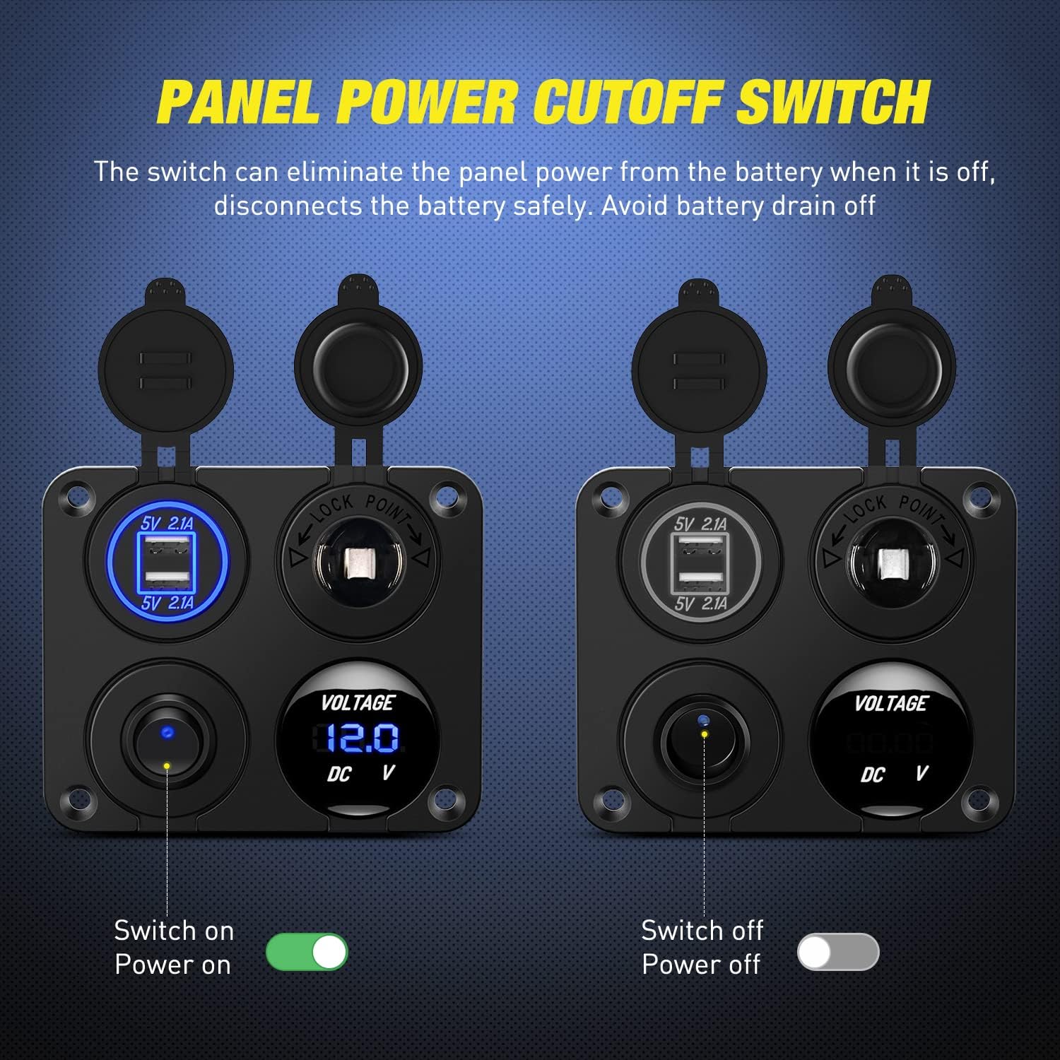 Nilight 4 in 1 ON OFF Charger Socket Panel Dual USB Charger Power ...