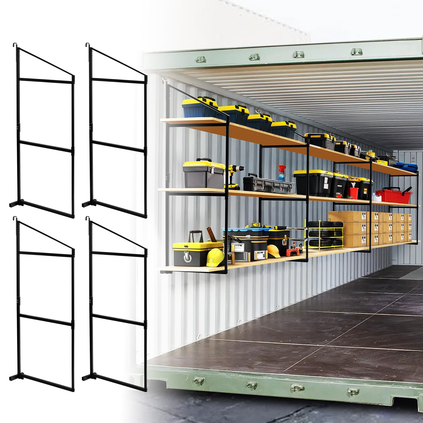 Snapklik.com : 4 Pack Shipping Container Shelving Shelf - 3 Tiers ...