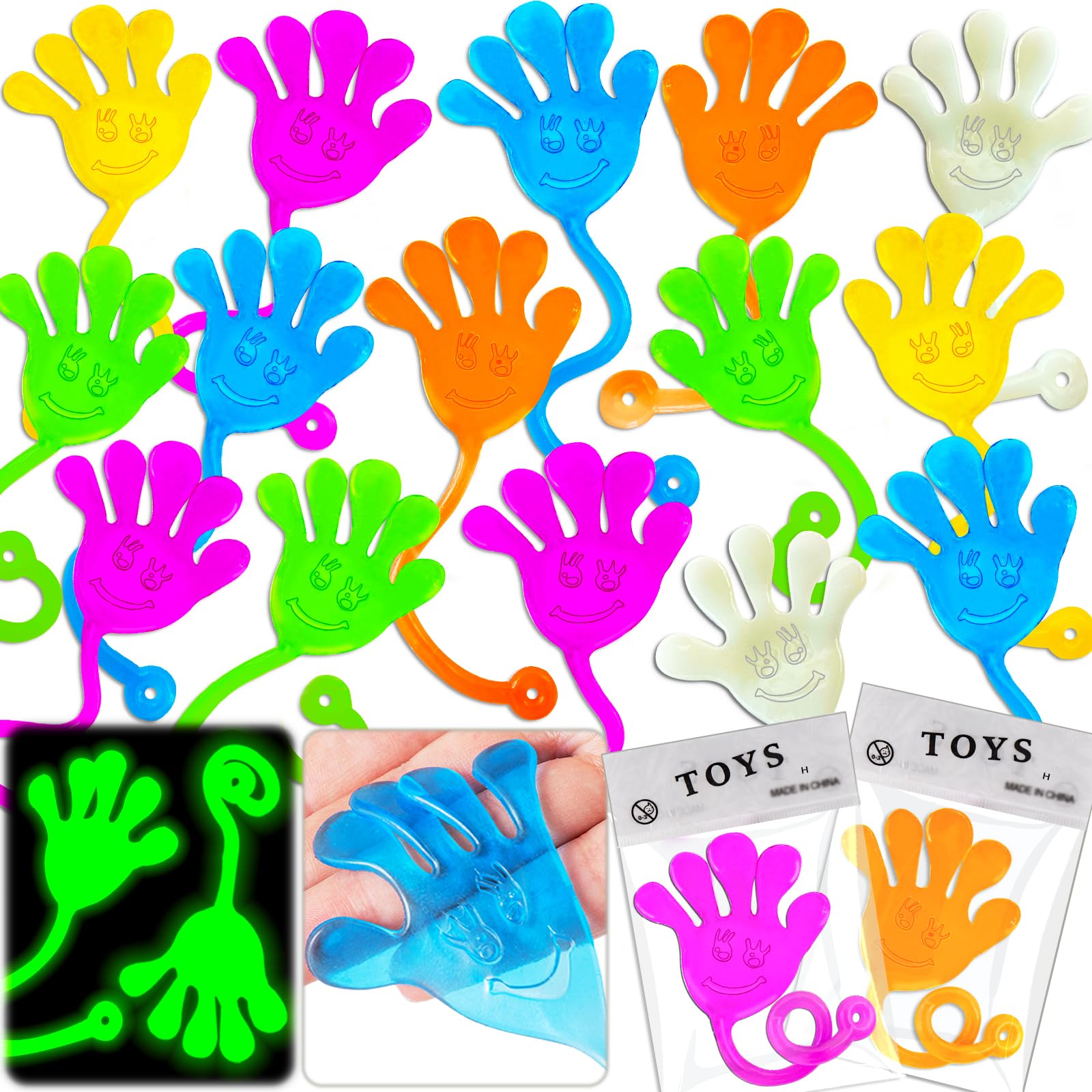 Amazon.com: Armaytoy 28PCS Glow in Dark Sticky Hands Toys for Kids ...