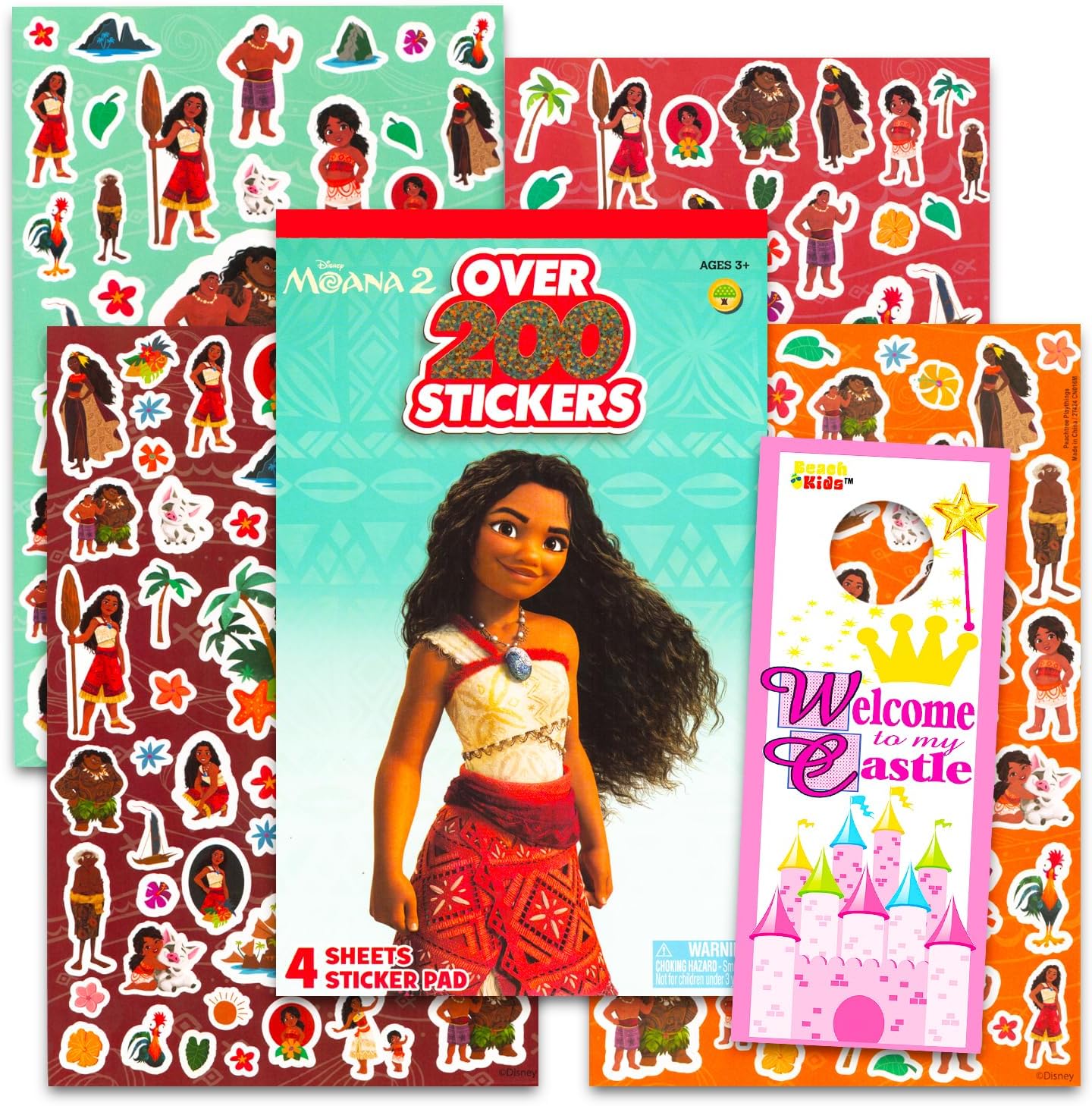 Amazon.com: Moana Stickers for Kids Set - Bundle with 4 Sheets of Moana ...