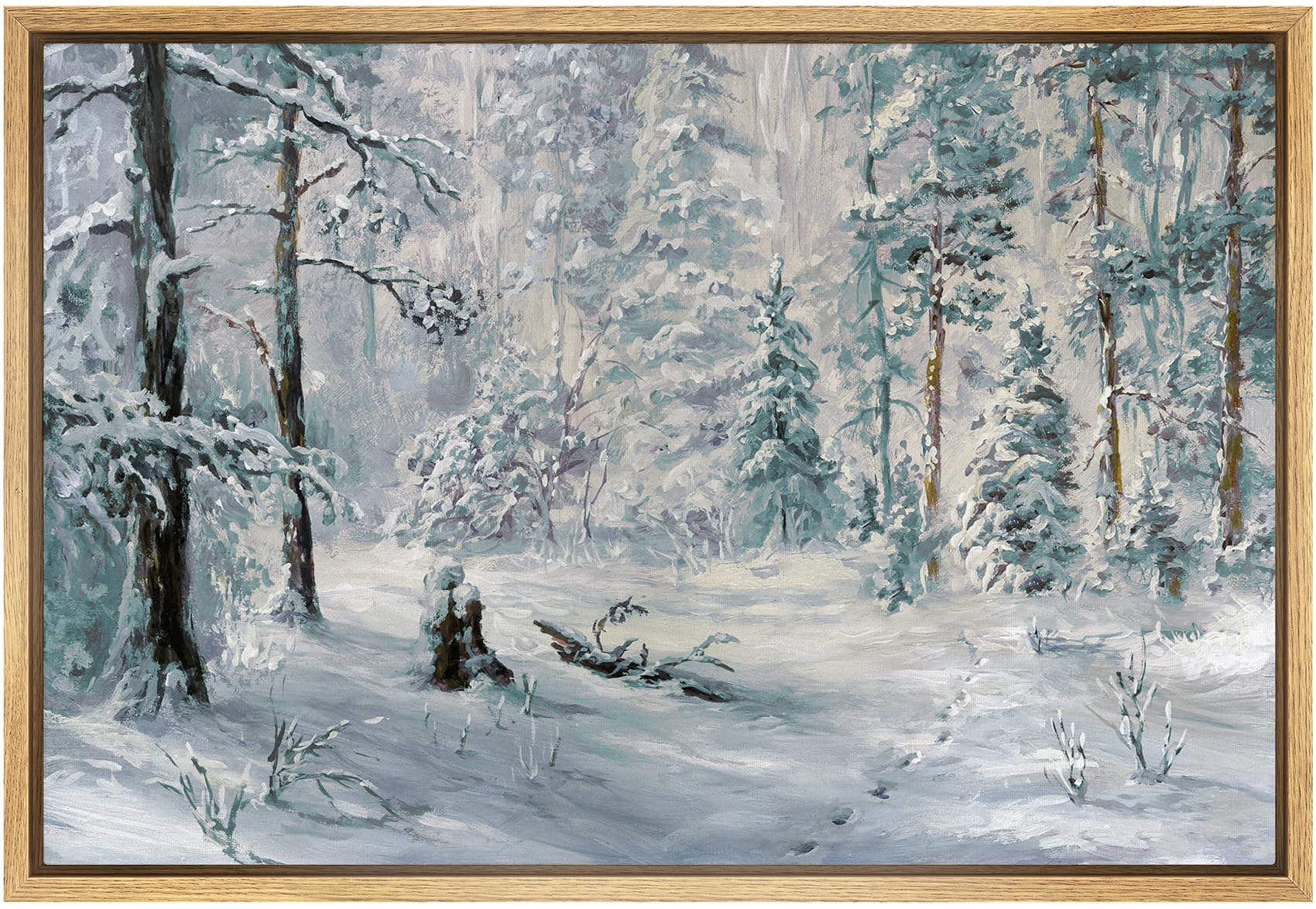 Amazon.com: SIGNFORD Framed Canvas Print Wall Art Snow-Covered Pine ...
