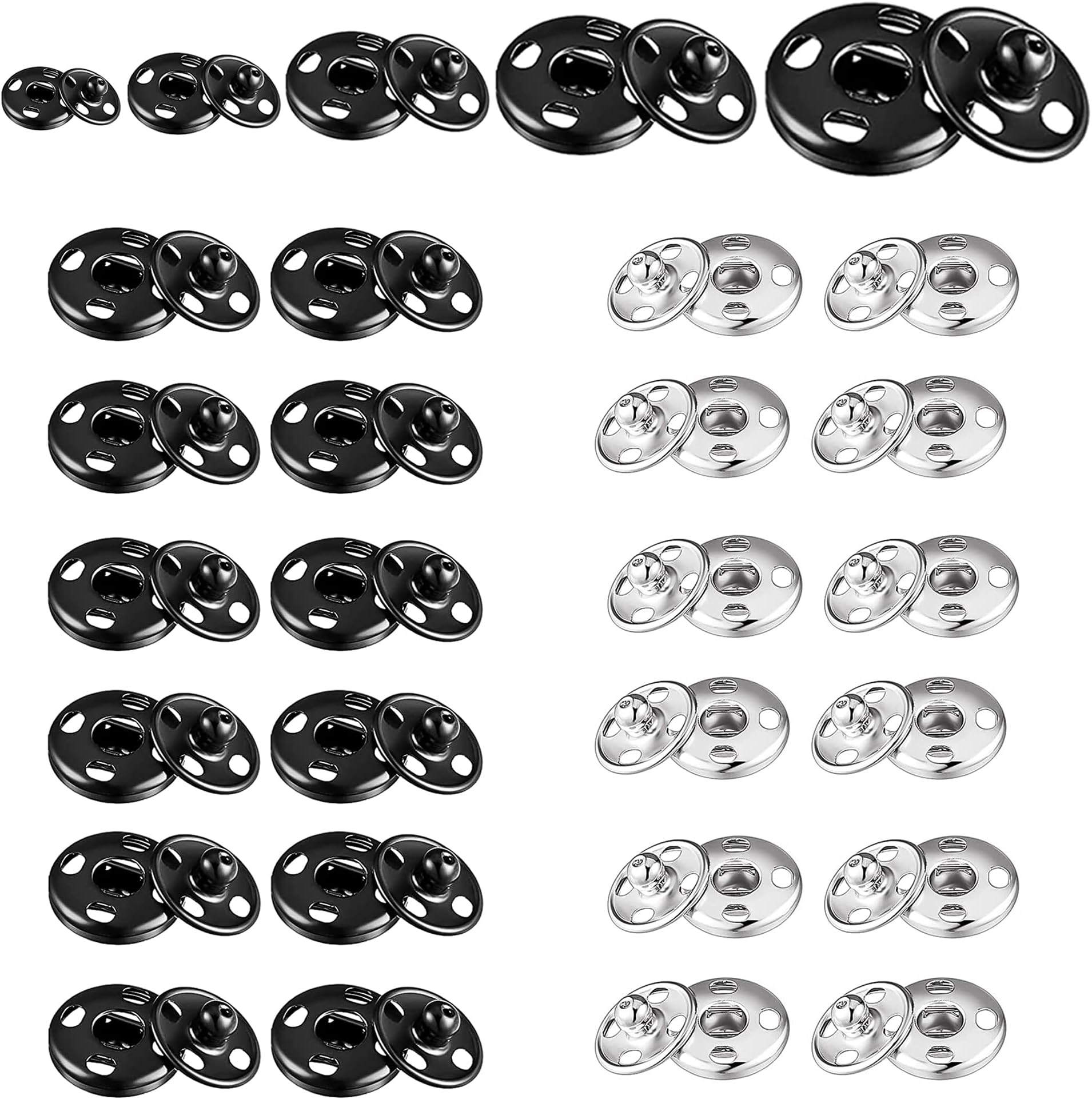 Hemline H420.99 Nickel Brass Rust Proof Sew On Snap Fasteners 6,7,9 ...