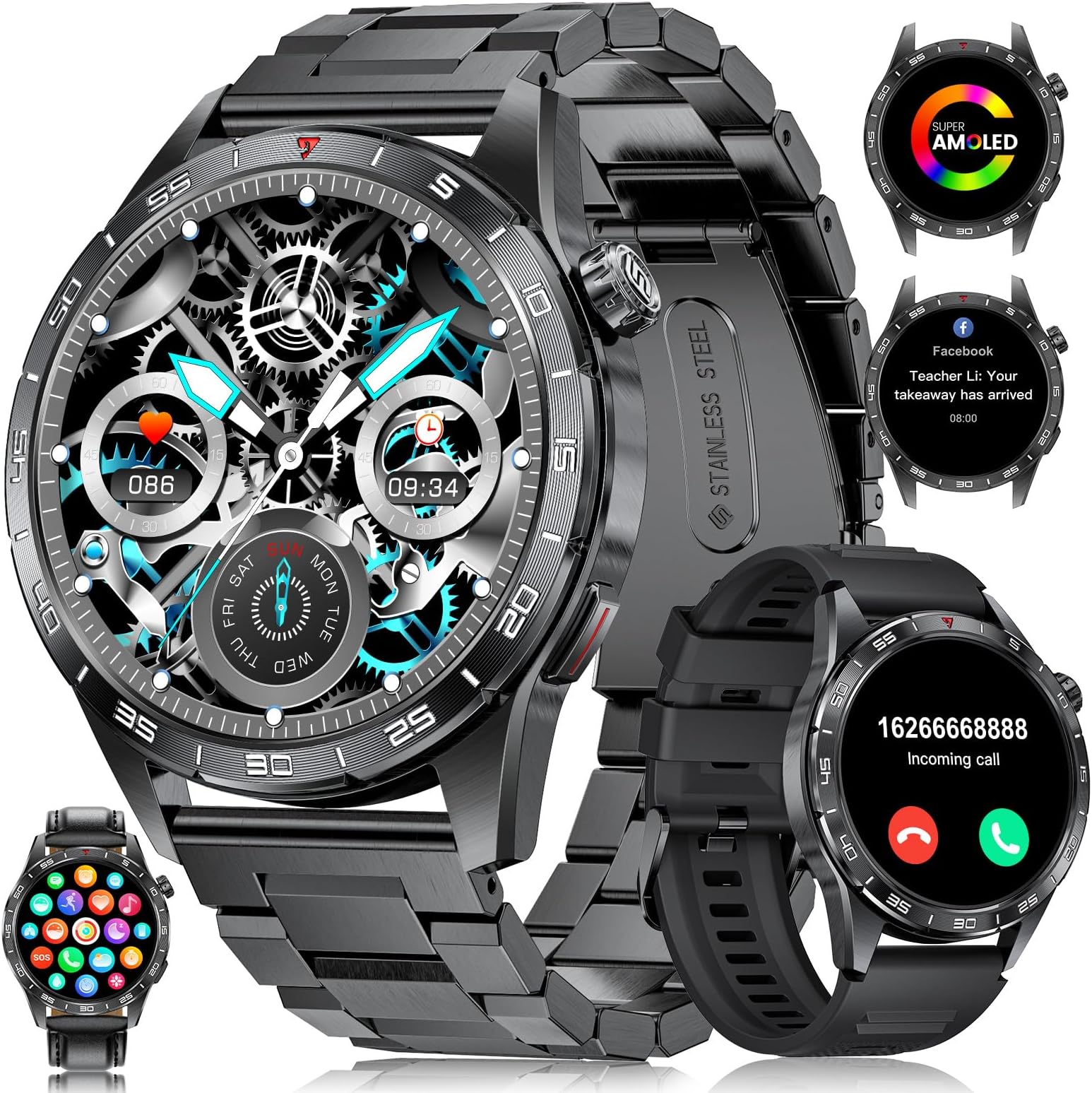 SUNKTA Montre Connectée Homme avec Appel Bluetooth pour Android iOS 400 ...