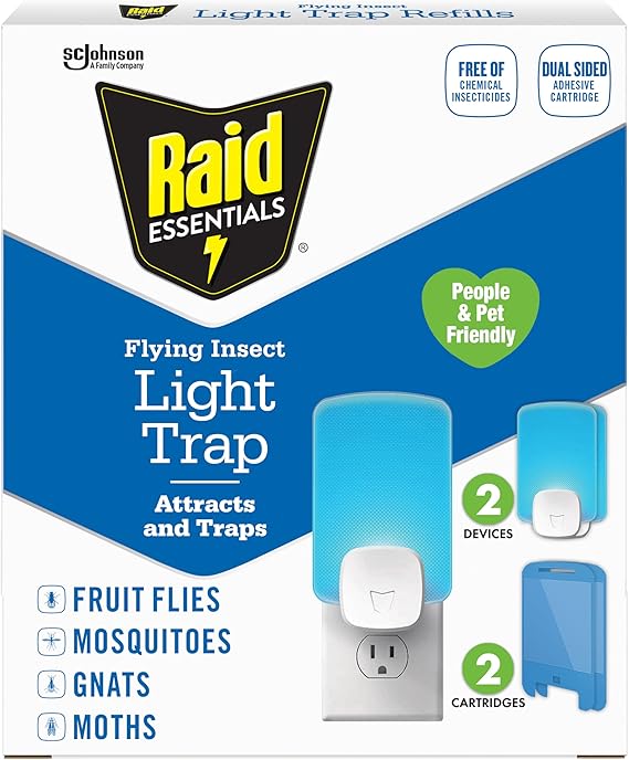 Amazon.com: Raid Essentials Flying Insect Light Trap Starter Kit, 2 ...