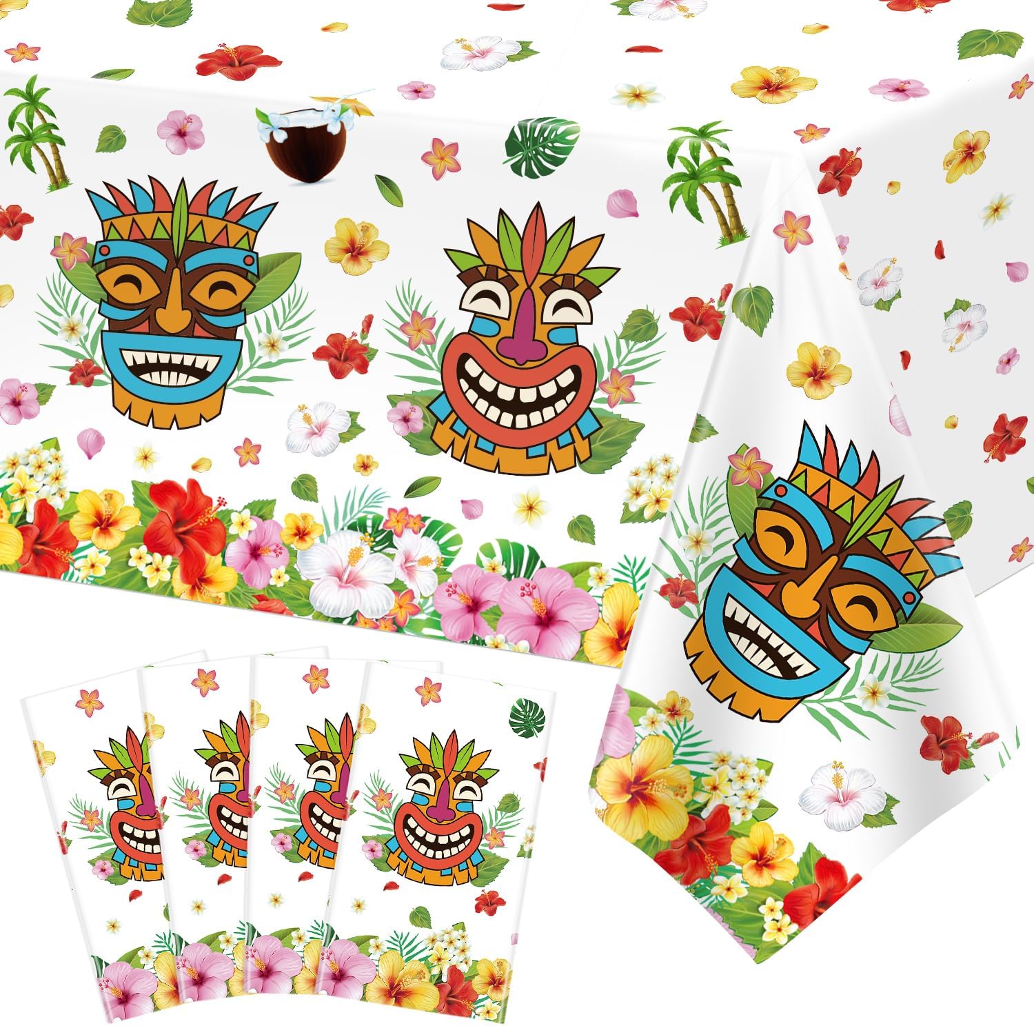 Amazon.com: 3 Pack Tropical Plastic Tablecloth, 54x108 inch Rectangle ...
