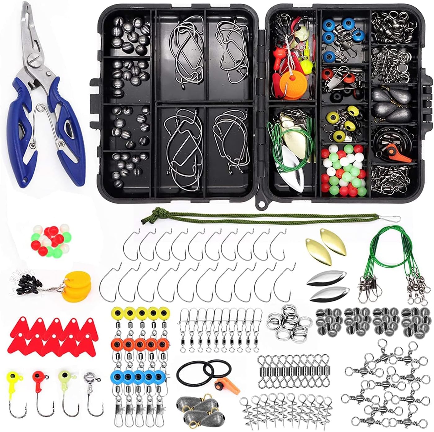 Fishing Accessories Kit【188PCS】 Set with Tackle Box, Including Pliers ...