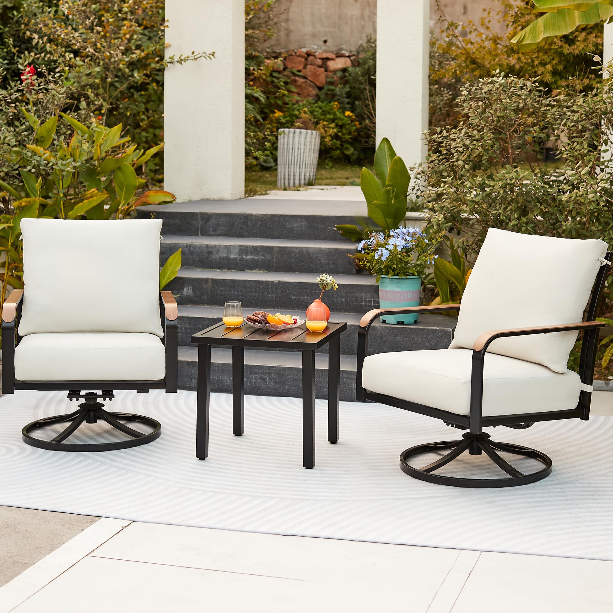 Amazon.com: NATURAL EXPRESSIONS Outdoor Bistro Set, 3 Piece Swivel Glider Rocking Chairs Patio ...