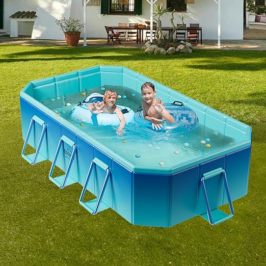 Amazon.com: Foldable Foldable Swimming Pool, Non-Inflatable Kids' and Adults' Outdoor Large ...