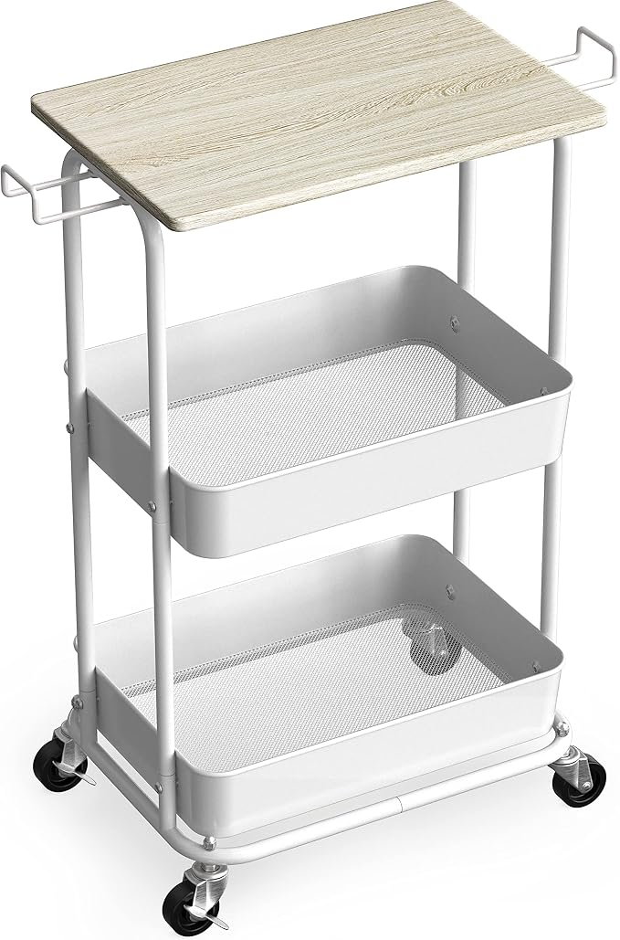 Amazon.com: Simple Houseware 2-Tier Rolling Utility Cart with Top Board ...