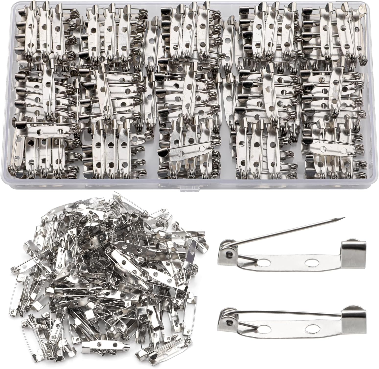 Brooch Pins, 100Pcs 25mm Brooch Clip Base Pins with Blank Safe Lock ...