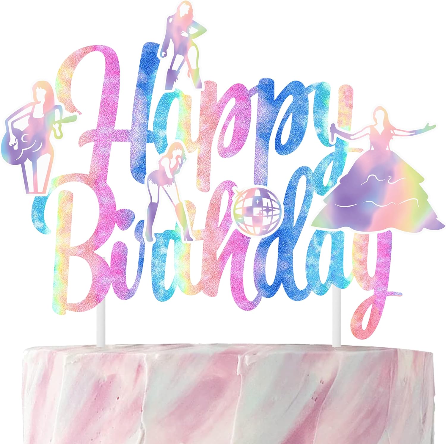 Amazon.com: Music Singer Theme Colorful Happy Birthday Cake Topper ...
