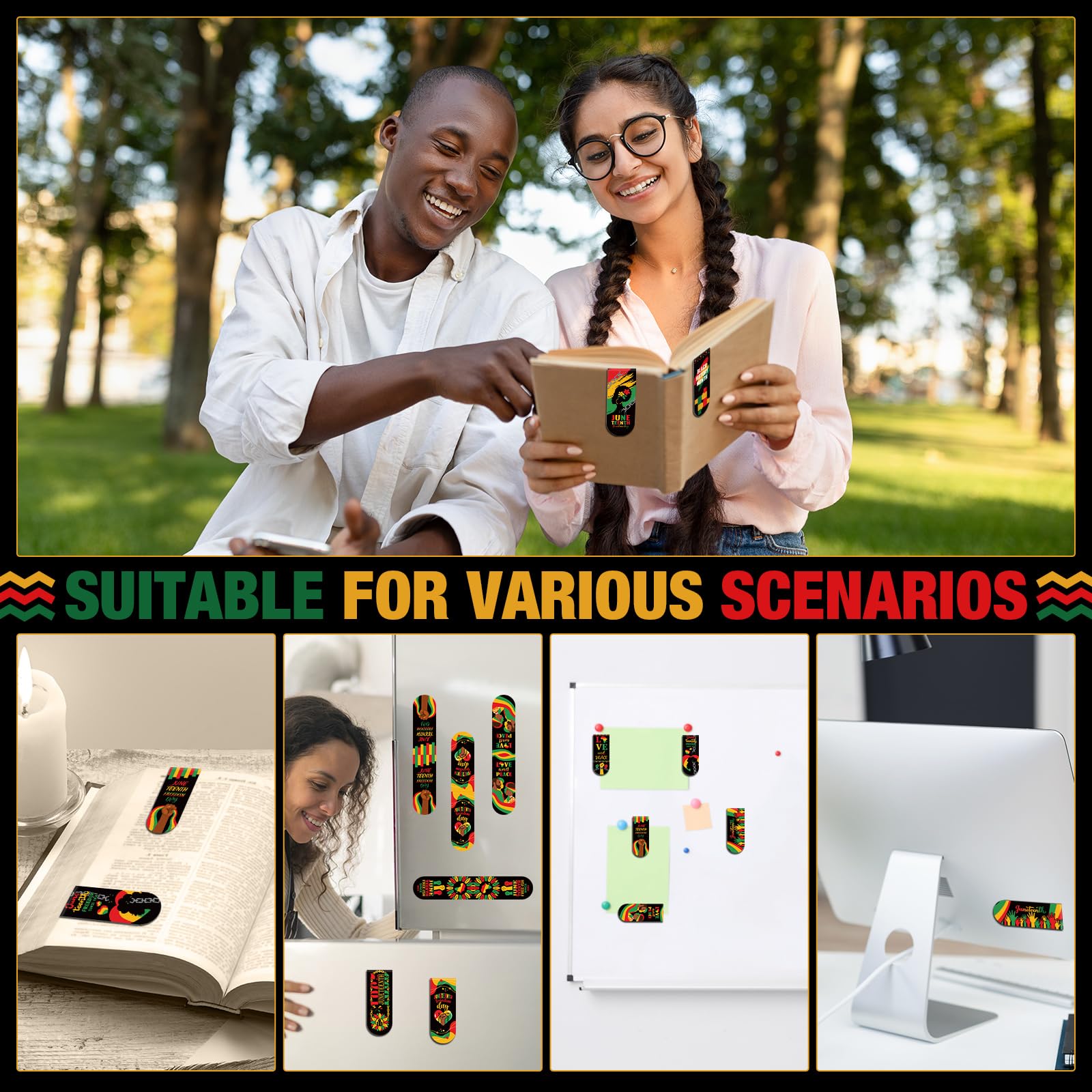 Snapklik.com : Pasimy 48 Pcs Juneteenth Bookmarks Bulk Magnetic ...