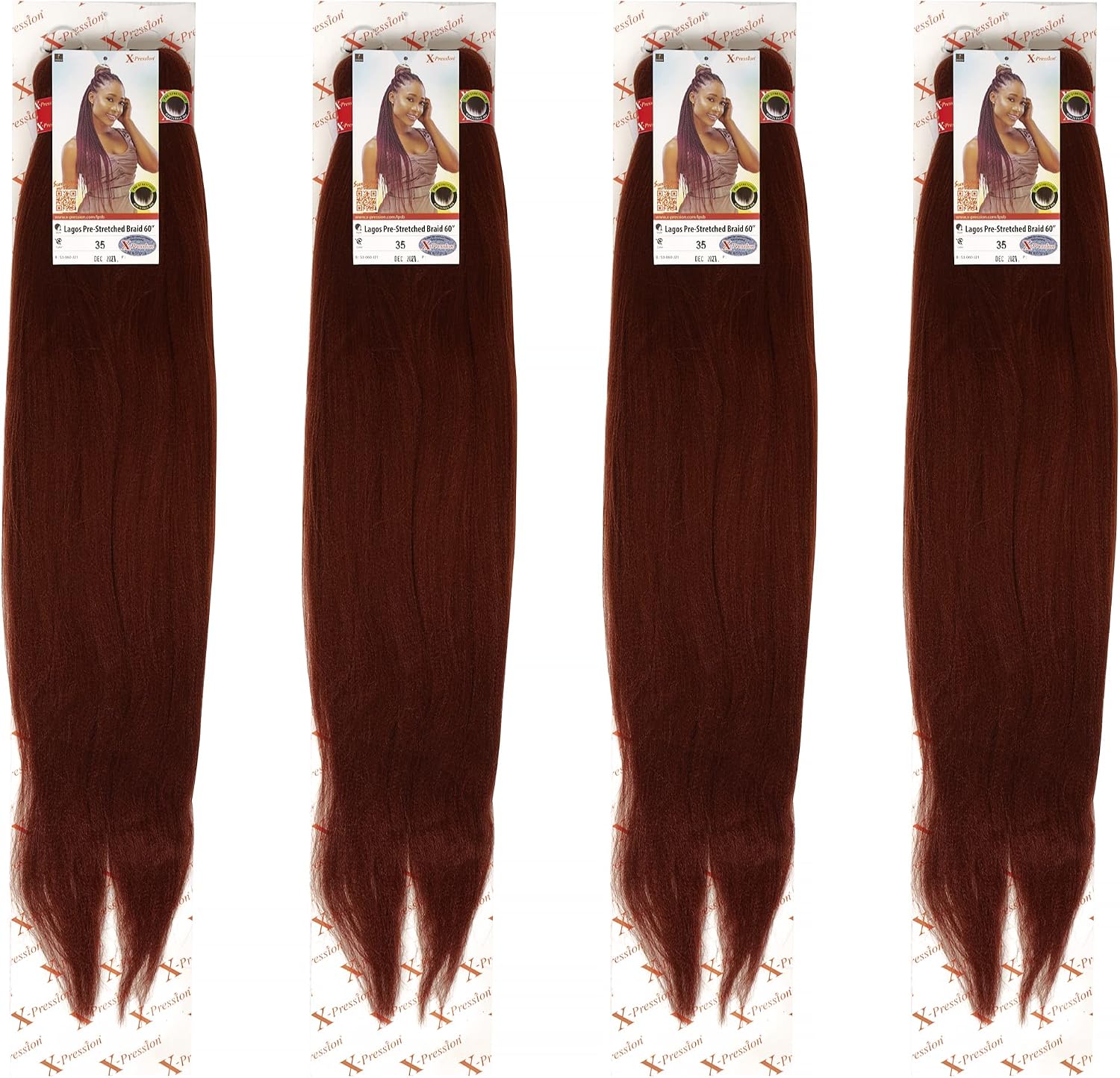 NEW 60 INCH 4pack XPRESSION (2in each pack) colour 35 LAGOS BRAID PRE ...