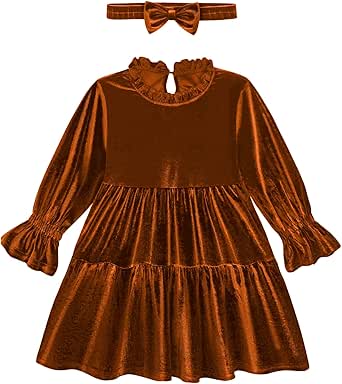 Amazon.com: AlisOker Baby and Toddler Girls Velvet Dresses Christmas Dress Long Sleeve Birthday ...