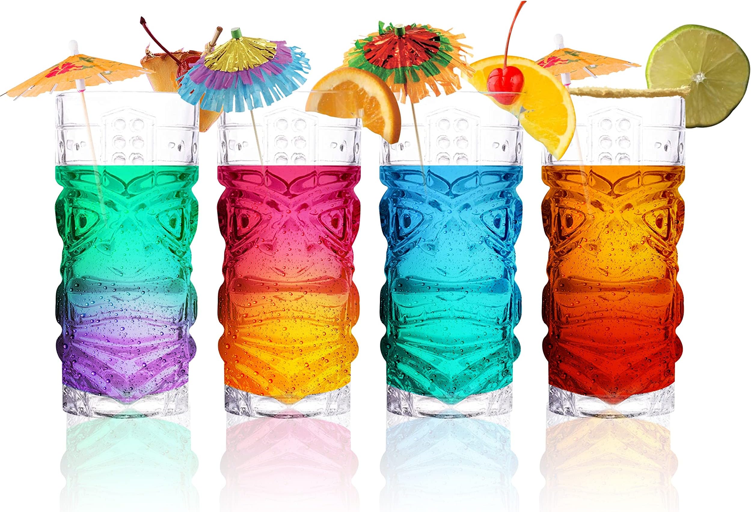 Amazon.com: Set of 4 Party Tiki Cups! BPA Free 18 Ounce Tumbler ...