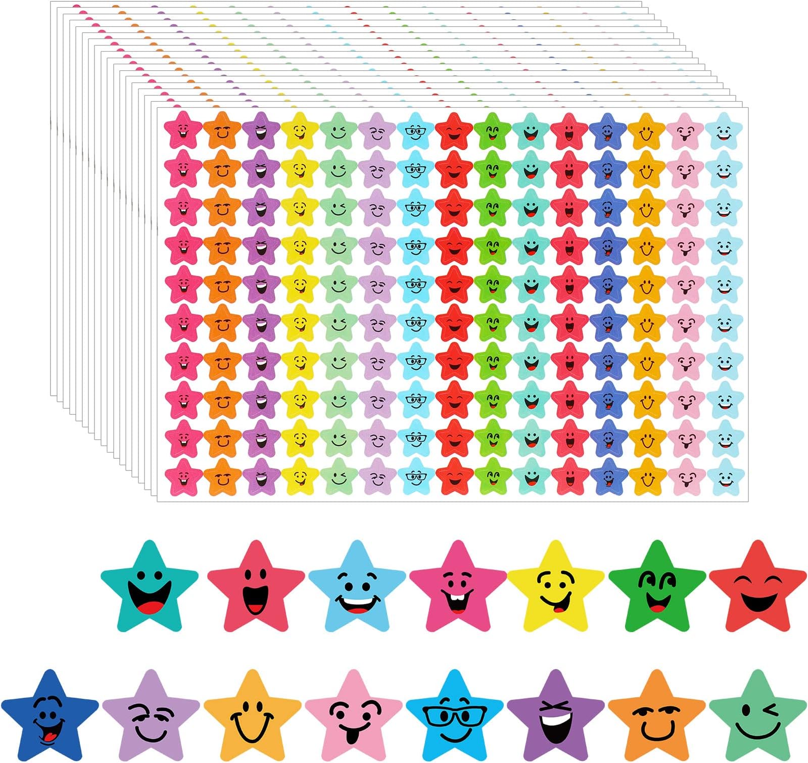 Amazon.com: 12456 Pcs Happy Face Star Stickers Mega Bundle in 14 Colors ...