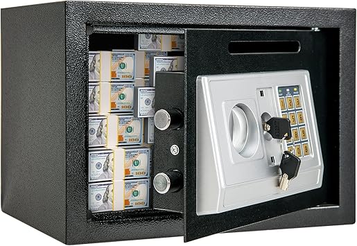 COSTWAY 14-inch Electronic Depository Safe Box with Drop Slot, Wall Mounted Drop Safe with ...