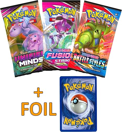 Amazon.com: Pokemon TCG: 3 Booster Packs & 1 Random Foil | Includes 3 ...