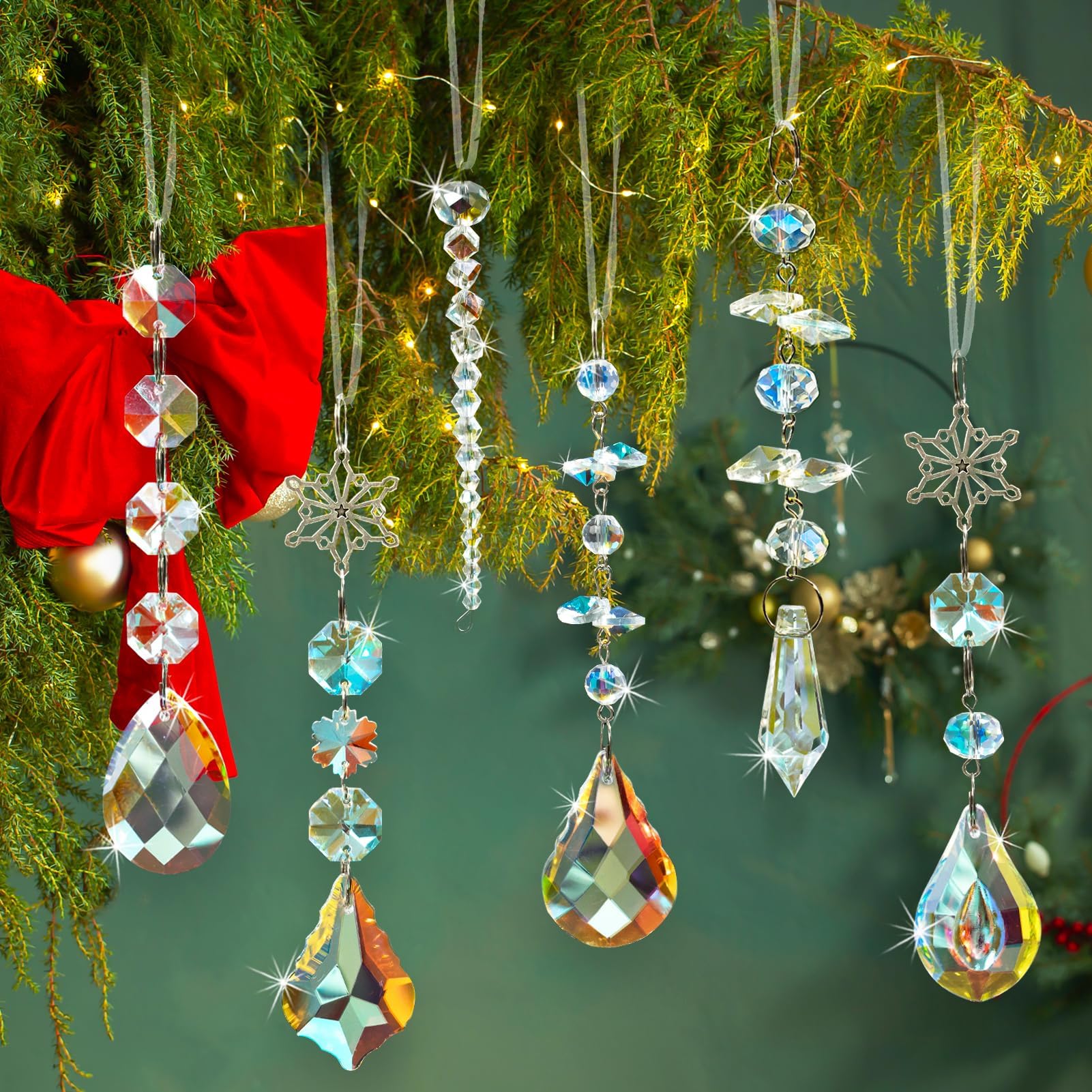 Amazon.com: GuassLee Christmas Crystal Prism Ornaments for Christmas ...