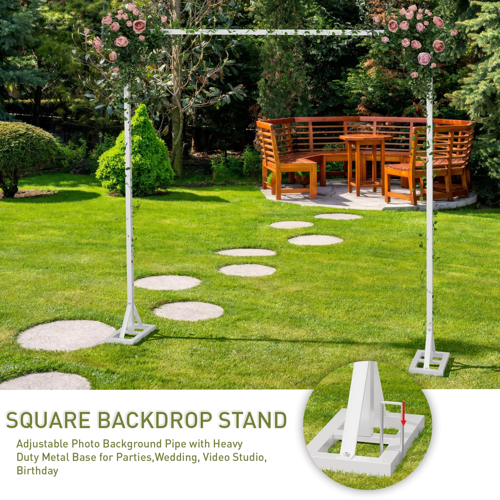 Snapklik.com : Square Backdrop Stand, 8.2FT Wedding Arch, Heavy Duty ...