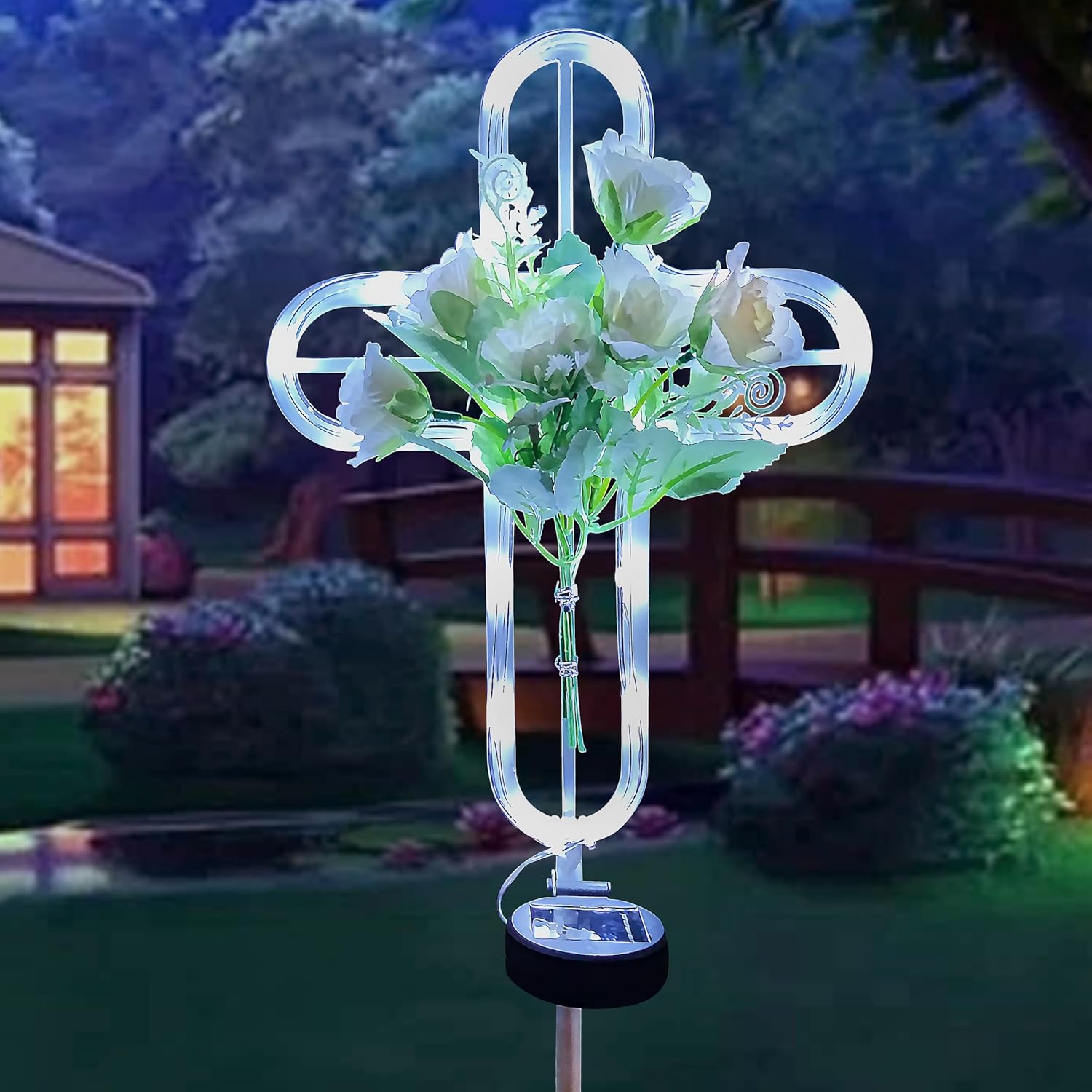 Amazon.com : 38 inch Cross Solar Light Outdoor Art Decoration - Metal ...