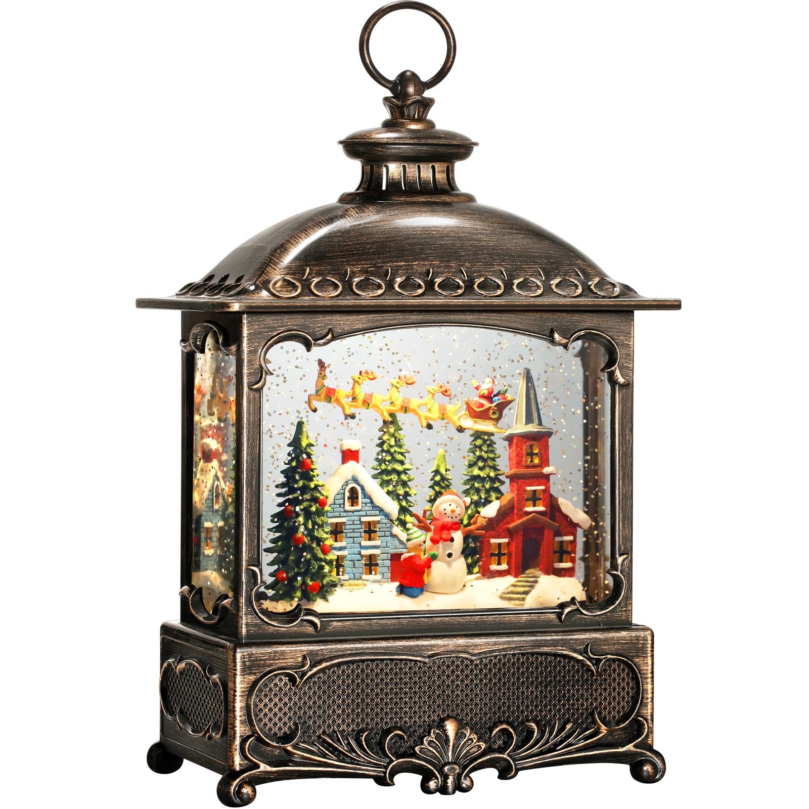 Amazon.com: Priddop Christmas Snow Globe Lantern Christmas Decorations ...