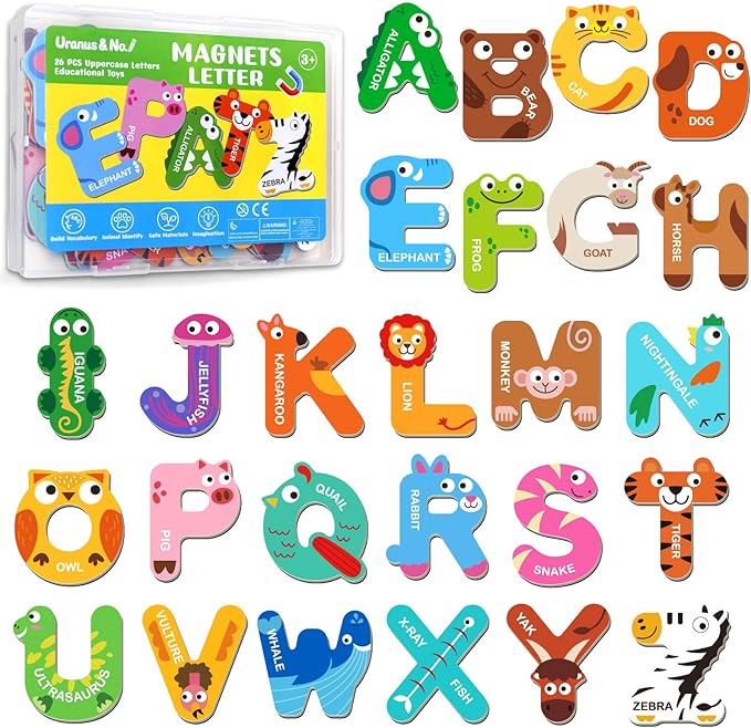 Amazon.com: Magnetic Letters, Fridge Alphabet Magnets ABC for Toddlers ...