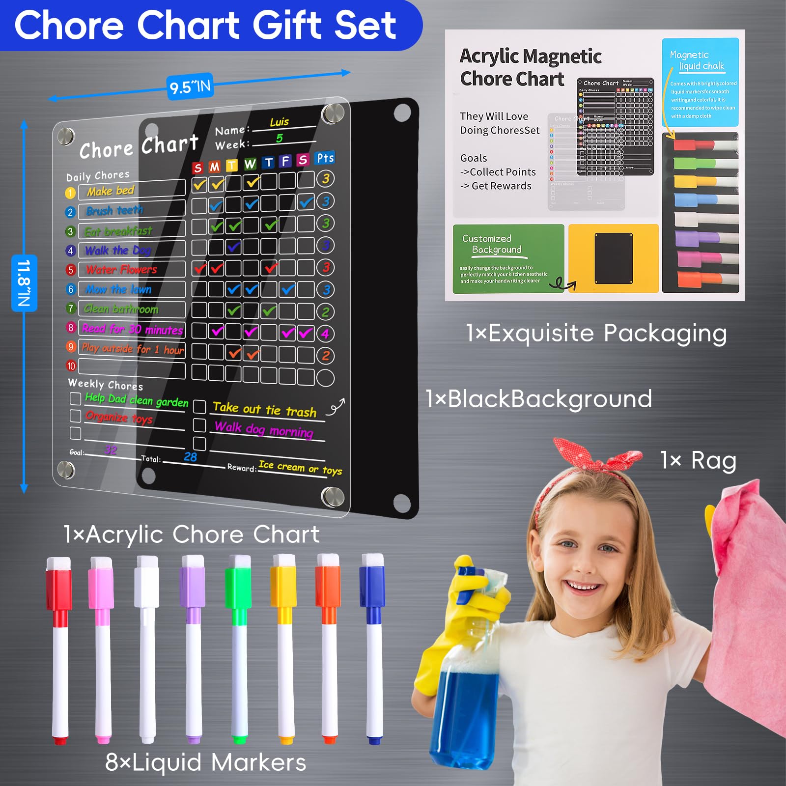 Chore Chart For Adults 2-Pack Acrylic Magnetic Chore Chart For Kids ...