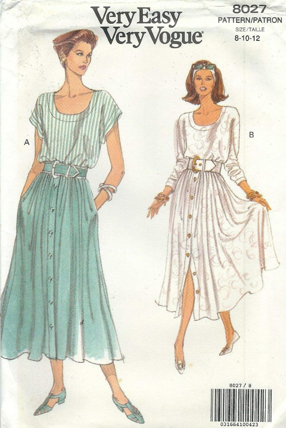 Amazon.com: Vogue 8027 Sewing Pattern Misses'/Miss Petite Top and Skirt ...
