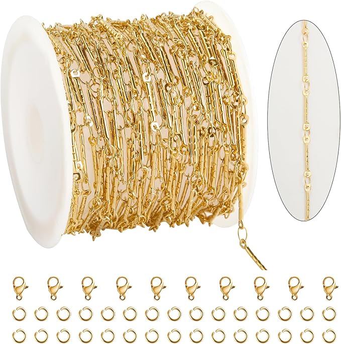 Amazon.com: KYUNHOO 5 Meters Gold Plated Jewelry Making Chains on Spool ...