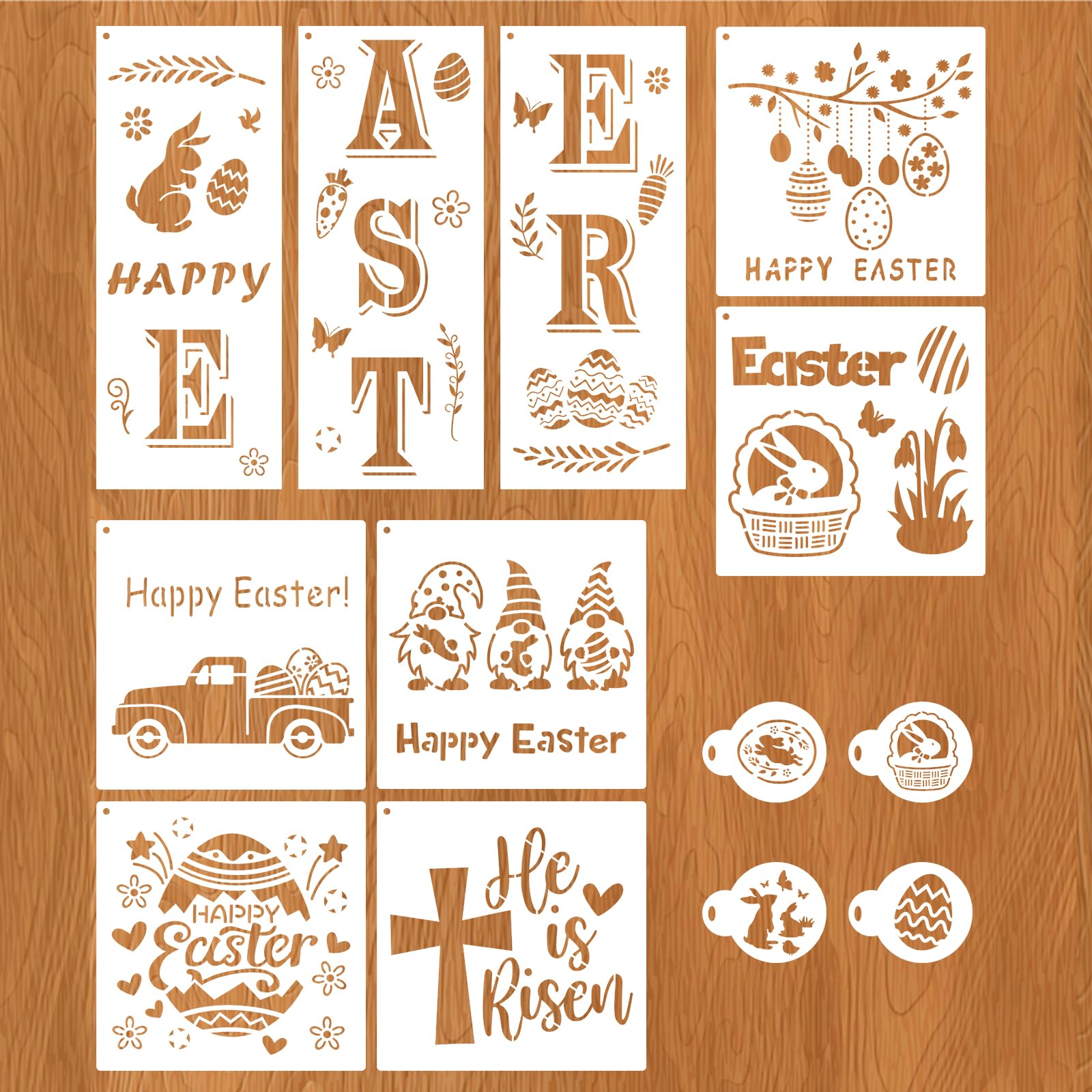 Amazon.com : 13pcs Easter Stencils for Painting, Reusable Easter Painting Template Happy Easter ...