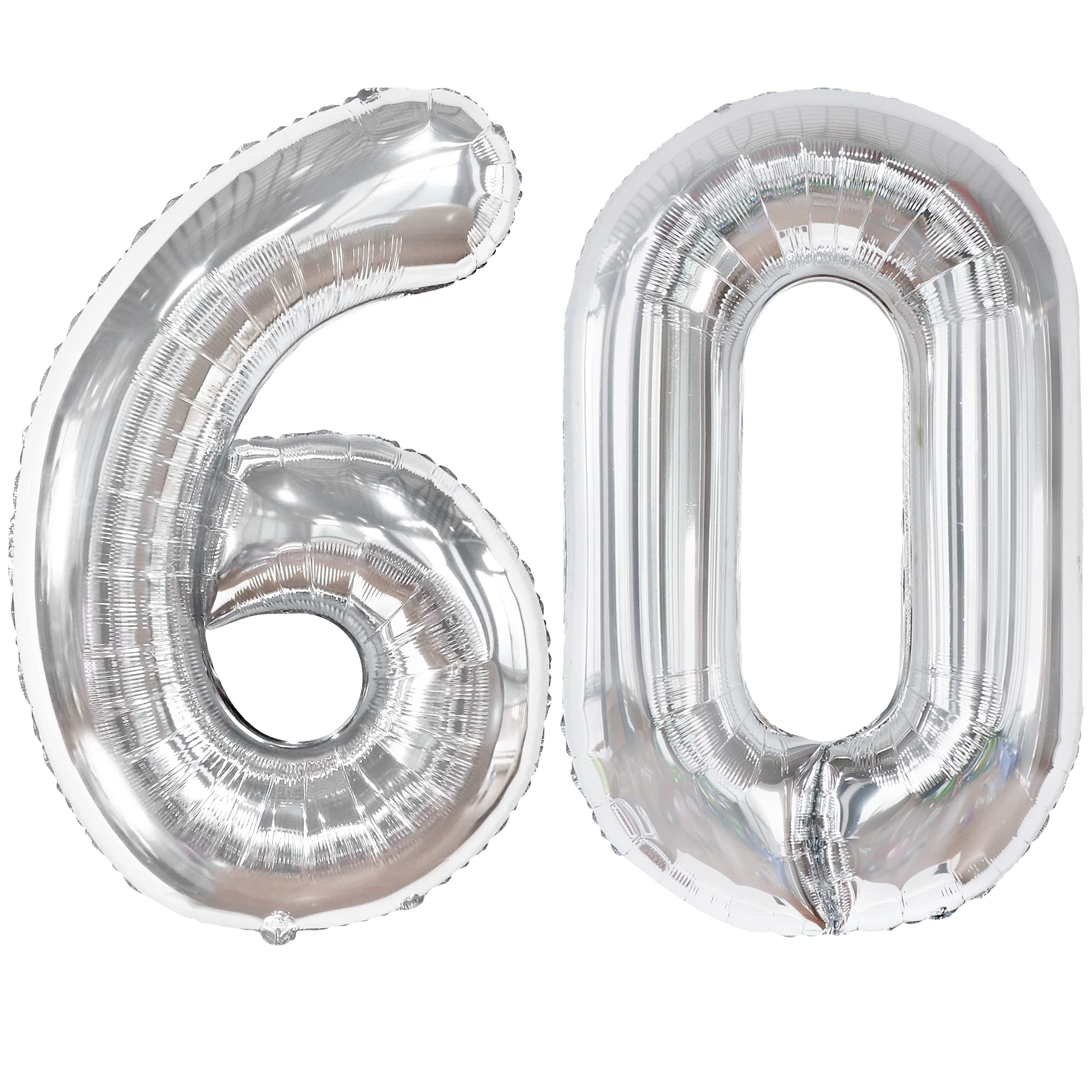 Buy Giant, Silver 60 Balloon Numbers - 40 Inch | Silver 60 Birthday ...